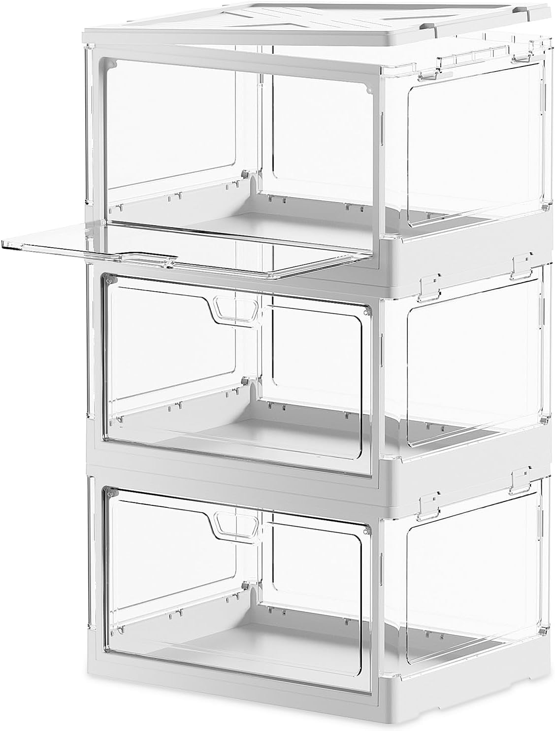 Stackable Clear Storage Bins with Lids,70 Qt Plastic Collapsible ...