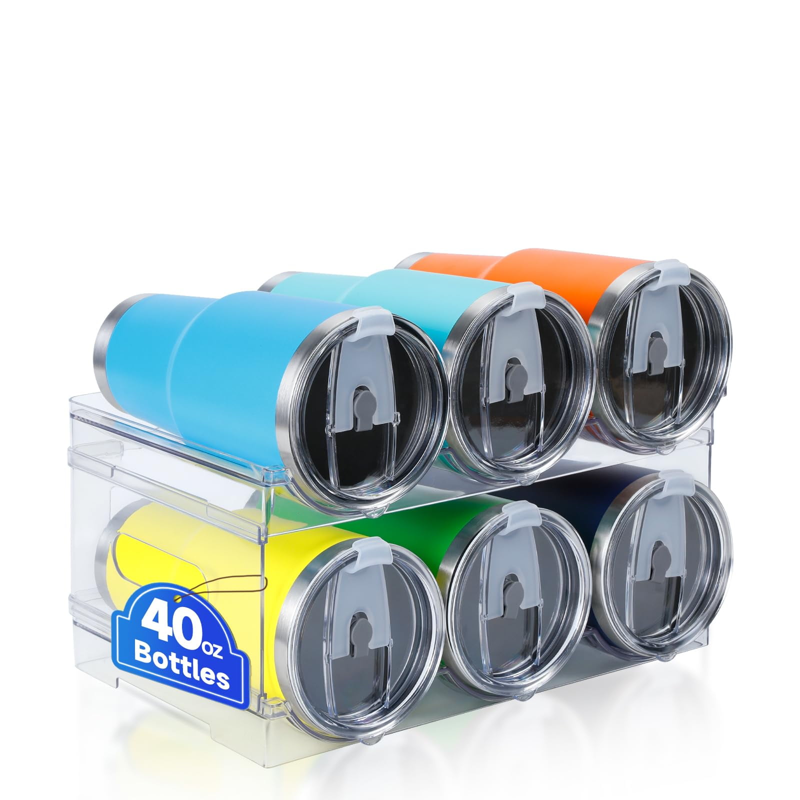 Stackable Clear Water Bottle Rack for Stanley 40 oz, 2 Pack Tumbler ...