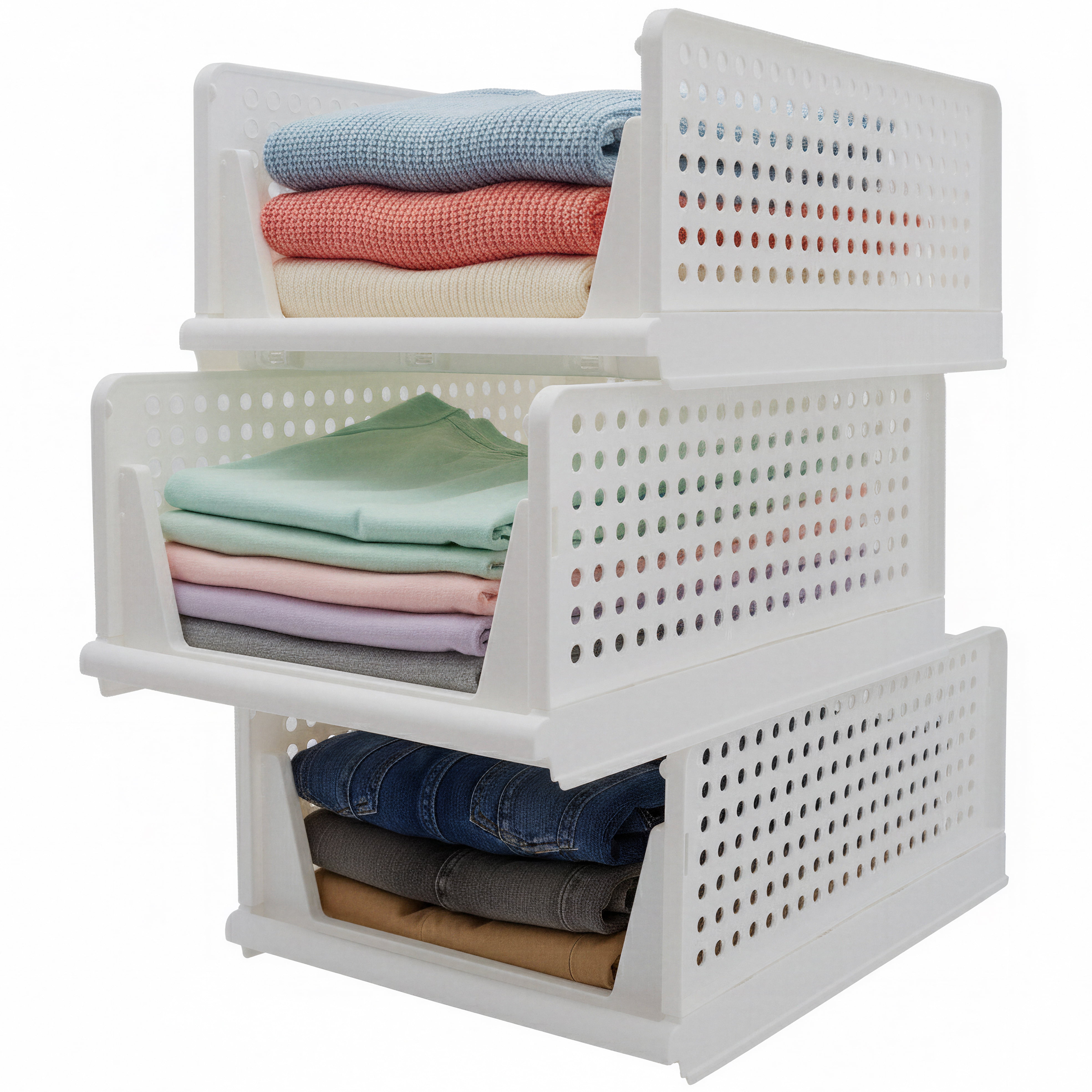 Stackable Closet Storage Shelf – Slidable & Ventilated Carts for Easy ...