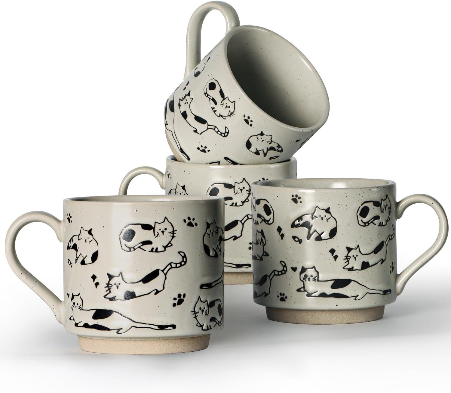 Stackable Coffee Cups Set of 4, Beautiful and Cute 10 Ounce Small ...