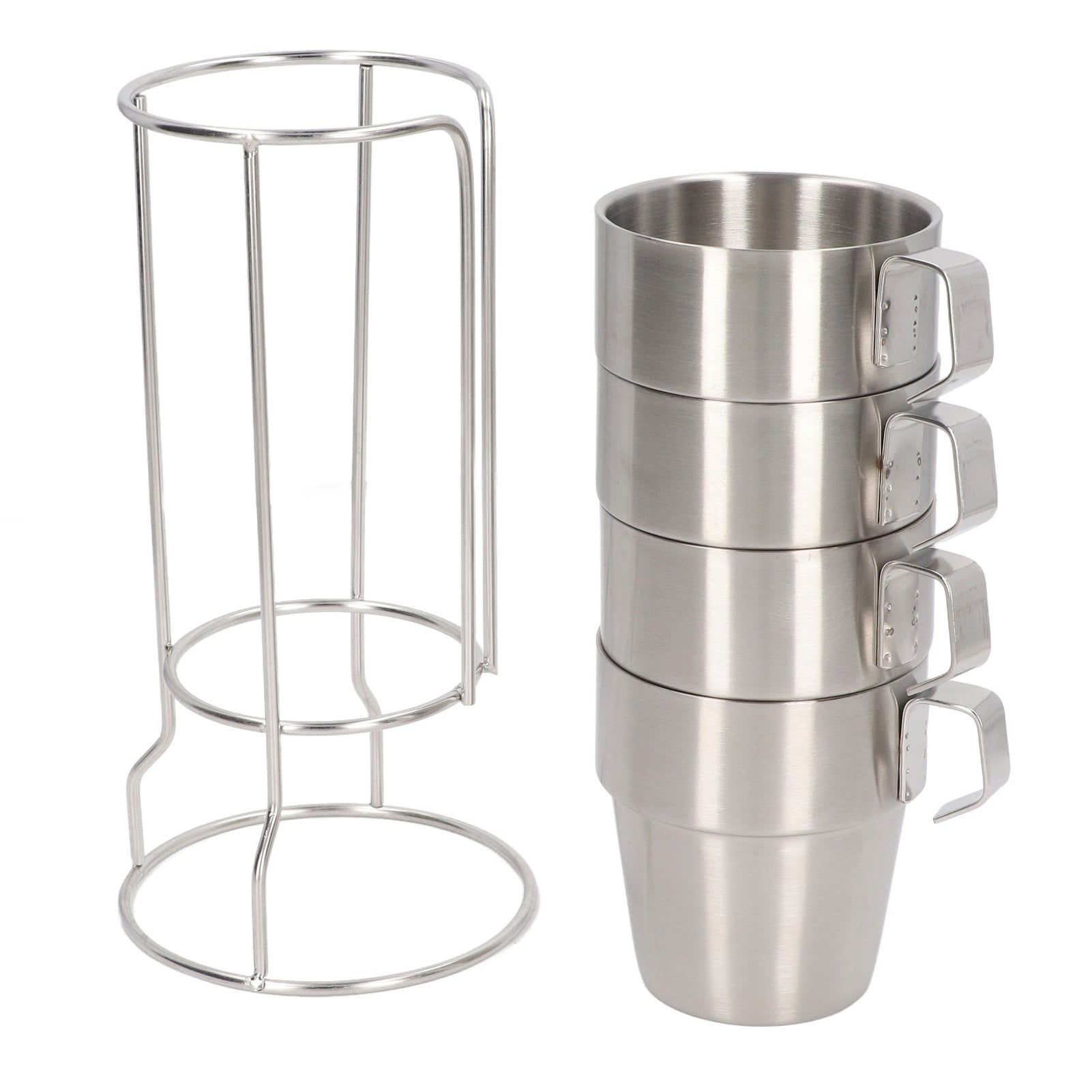 Stackable Coffee Mugs Set Of 4, Stainless Steel Double Layer Coffee Mug ...