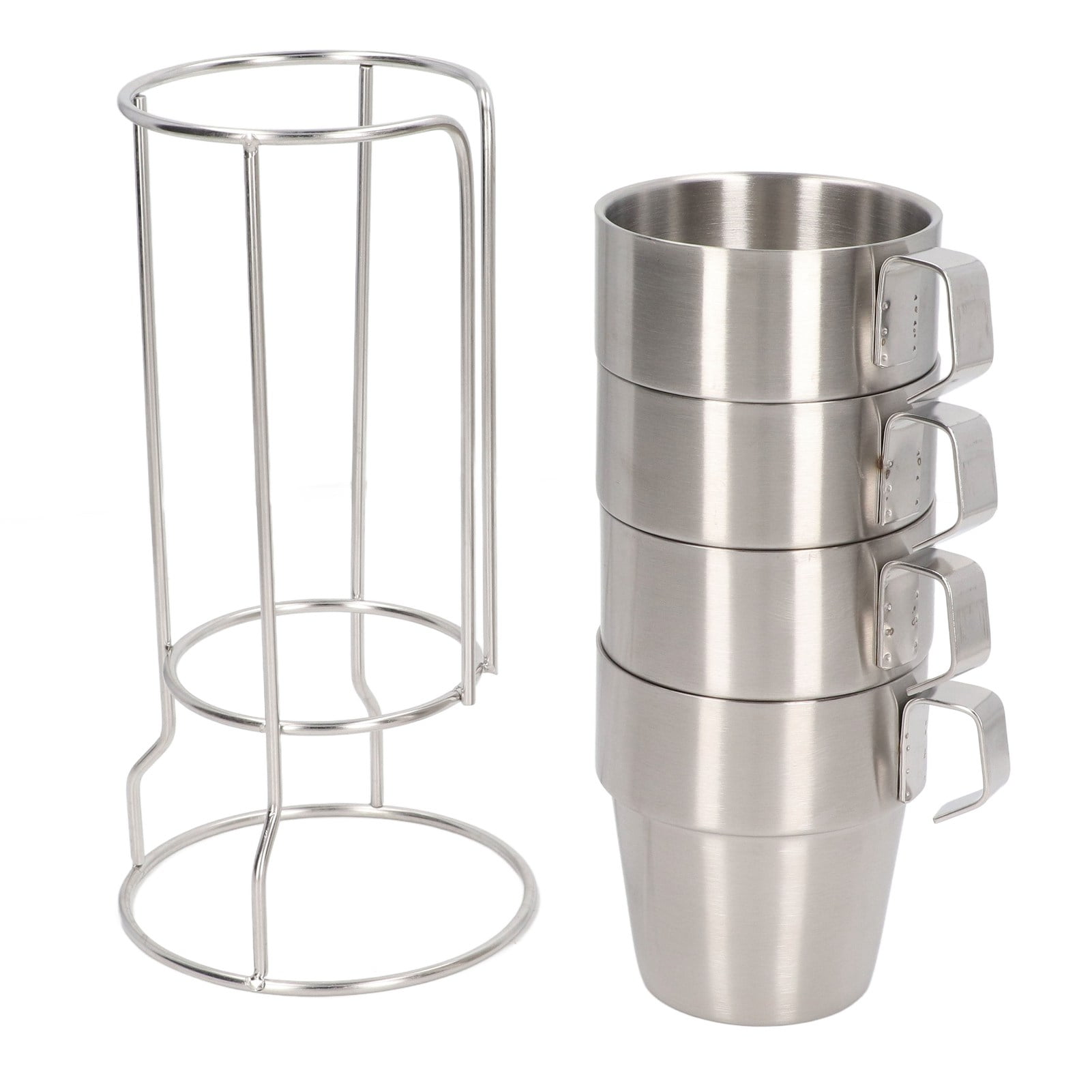 Stackable Coffee Mugs Set of 4, Stainless Steel Double Layer Coffee Mug ...