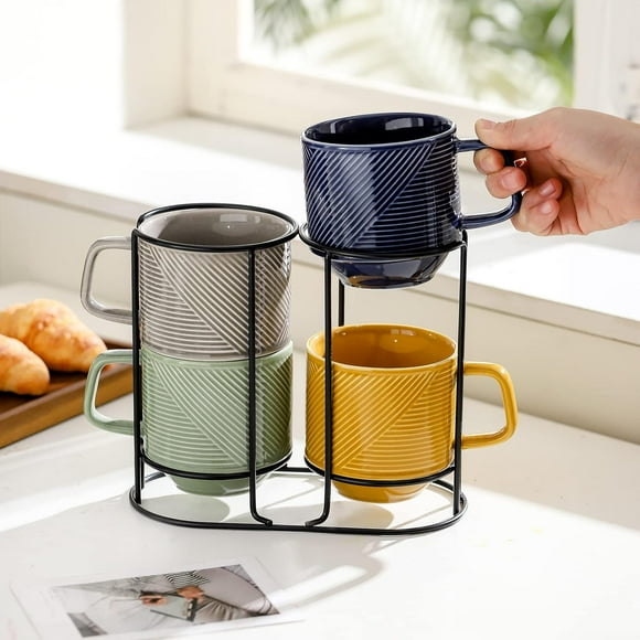Stackable Coffee Mugs With Rack