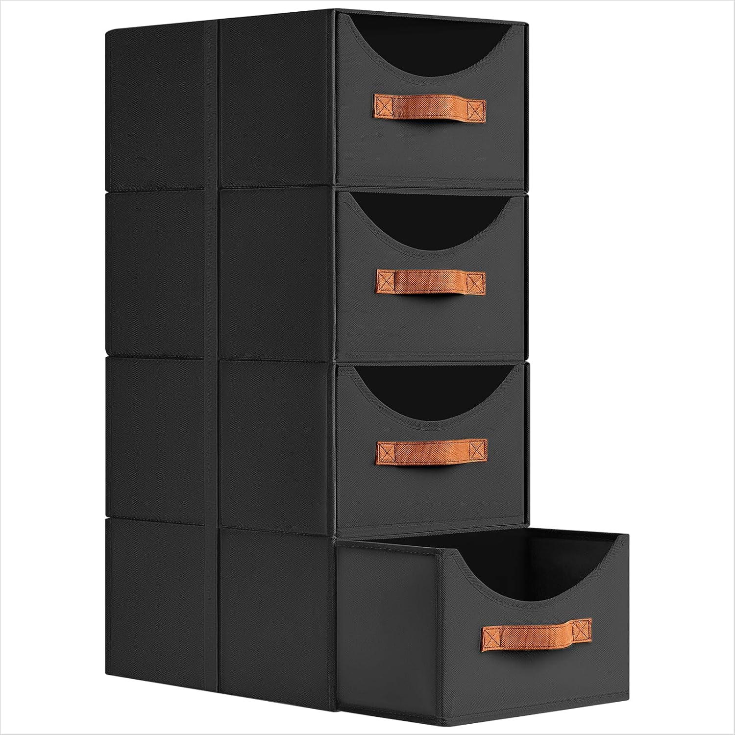 Stackable Collapsible Fabric Storage Drawers 4 Pack Pull-Out Closet ...