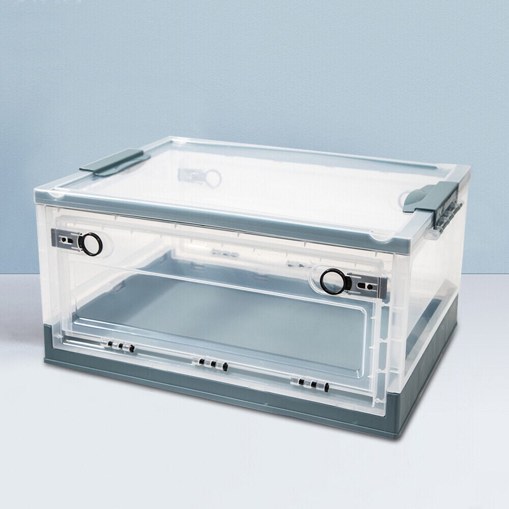 Stackable Collapsible Plastic Storage Bin Tote Organizing Container 35L ...