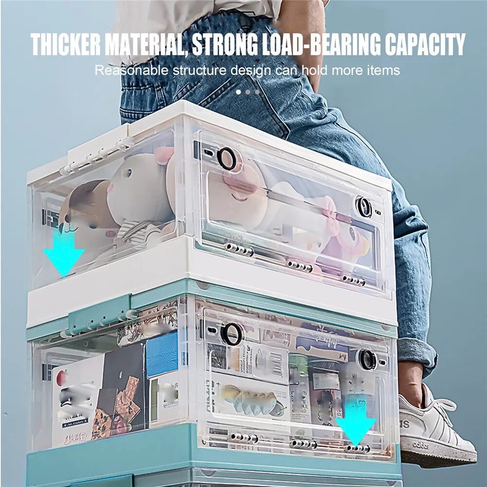 Stackable Collapsible Plastic Storage Bin Tote Organizing Container 35L ...