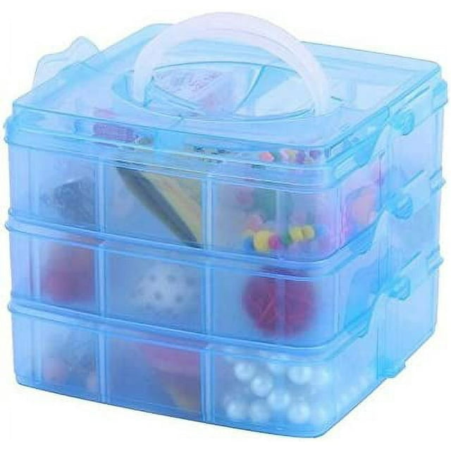 Stackable Craft Organizer Box, 3-Layer Small Storage Container Case ...