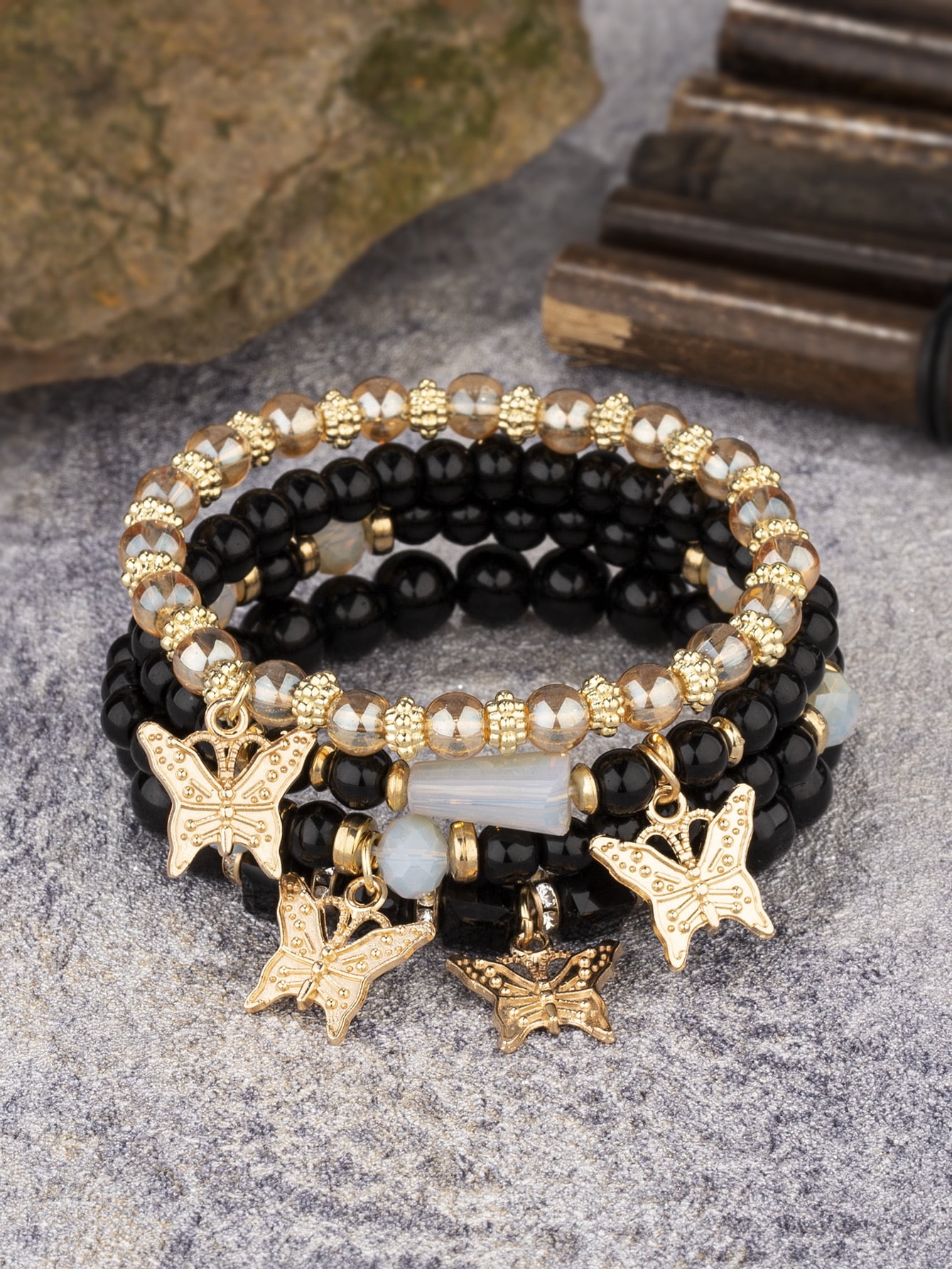 Stackable Crystal Beaded Bracelets for Women Boho Multi Layer Stretch ...