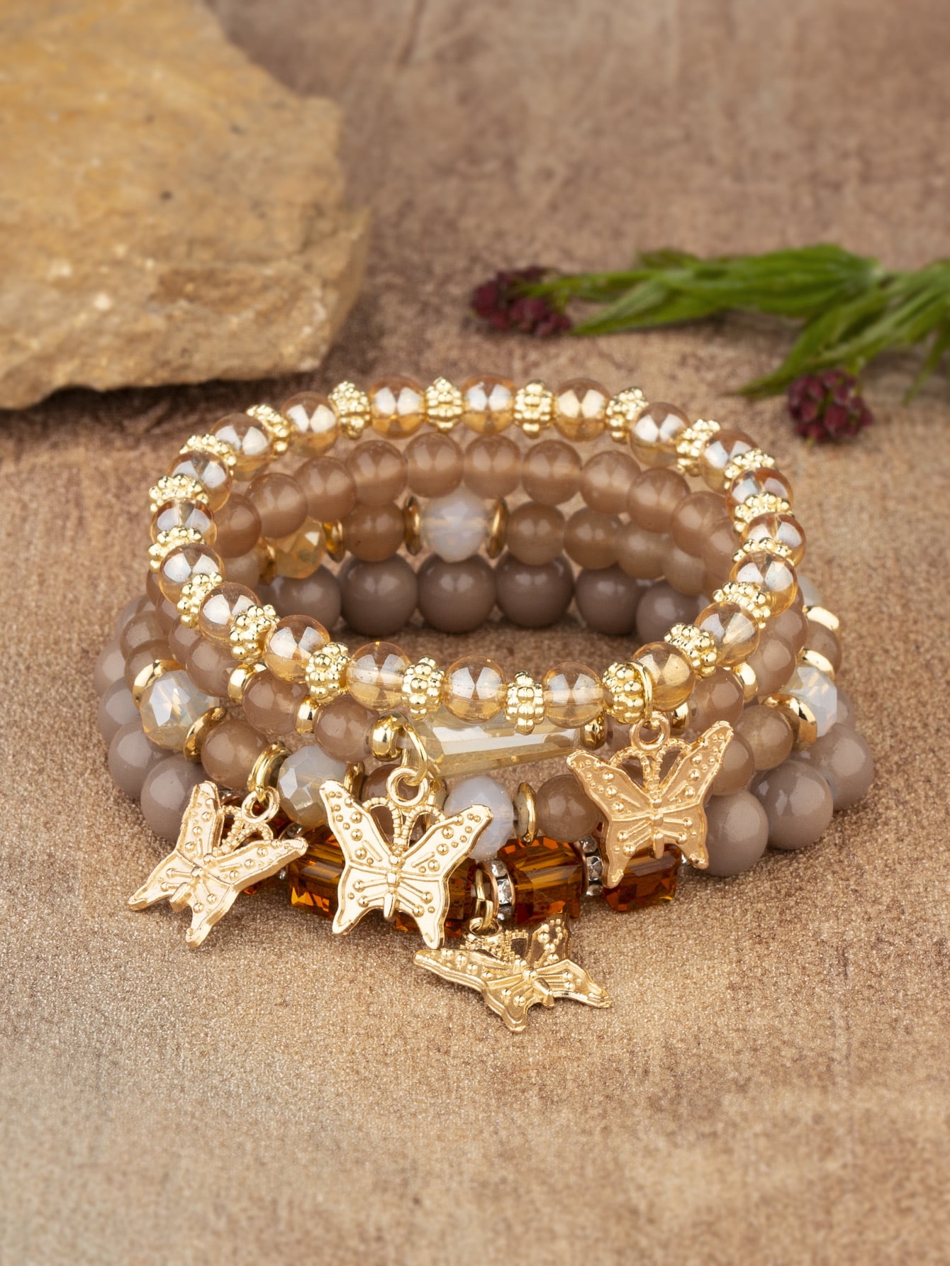 Stackable Crystal Beaded Bracelets for Women Boho Multi Layer Stretch ...