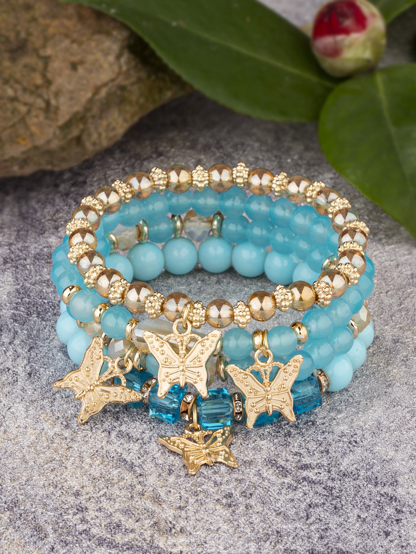 Stackable Crystal Beaded Bracelets for Women Boho Multi Layer Stretch ...