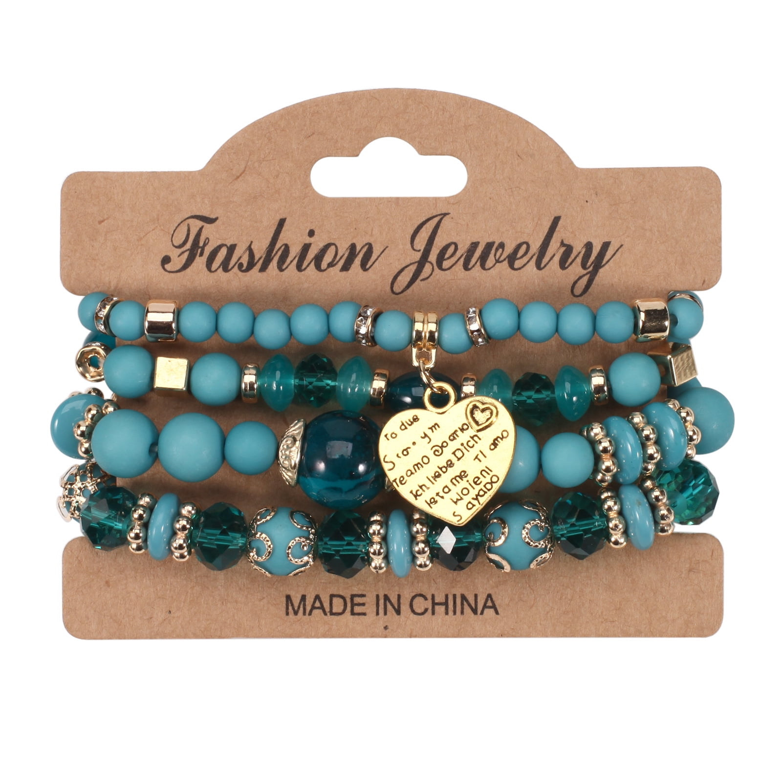 Stackable Crystal Beaded Bracelets for Women Boho Multi Layer Stretch ...