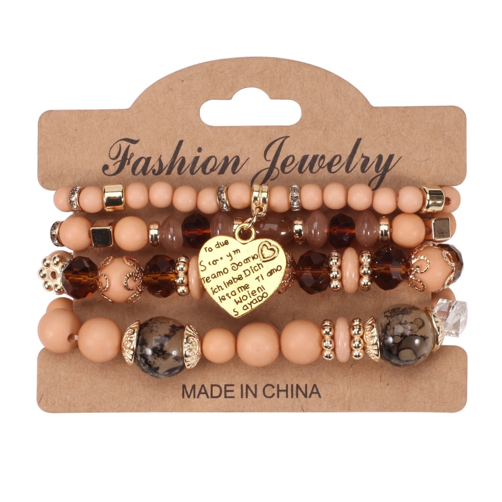 Stackable Crystal Beaded Bracelets for Women Boho Multi Layer Stretch ...