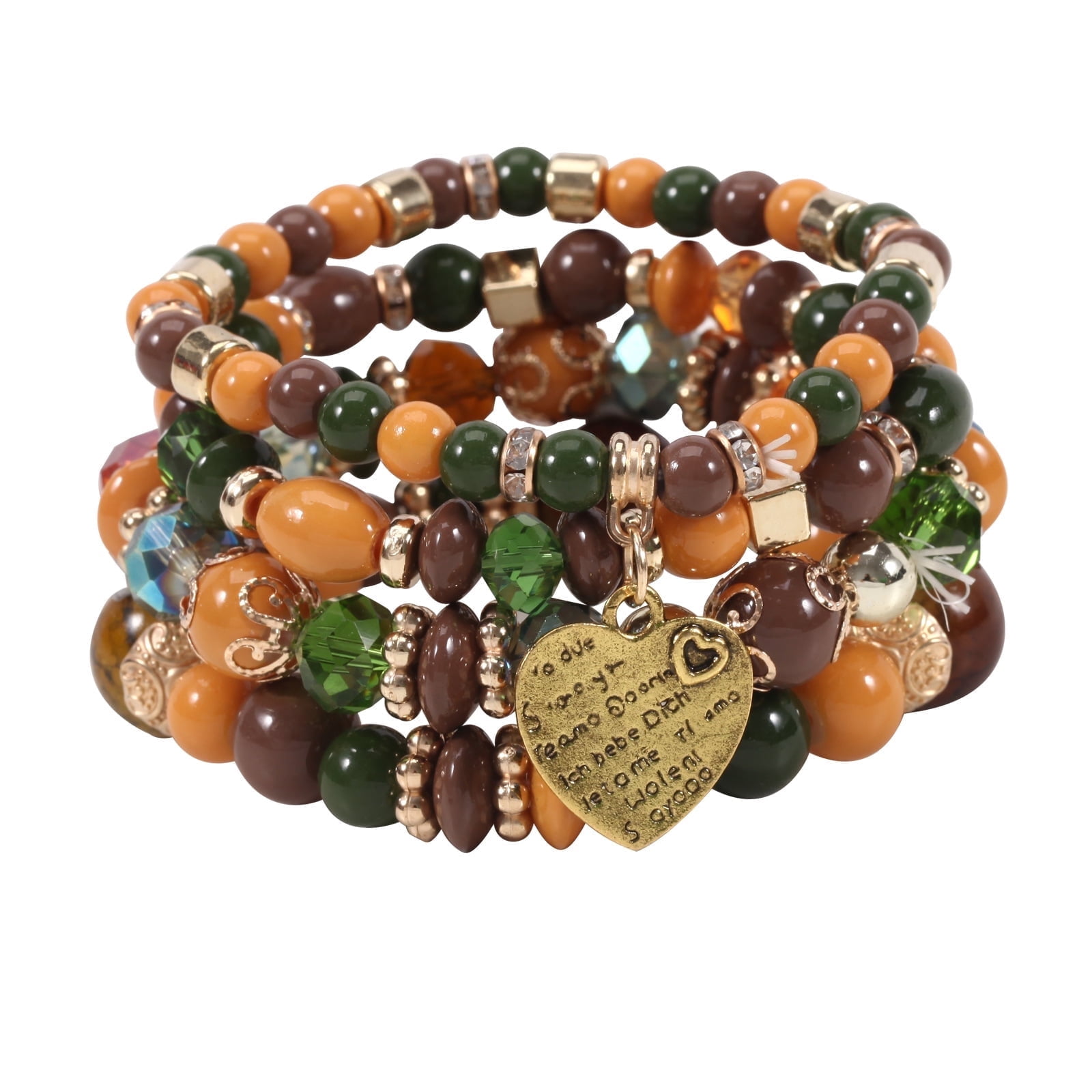 Stackable Crystal Beaded Bracelets for Women Boho Multi Layer Stretch ...