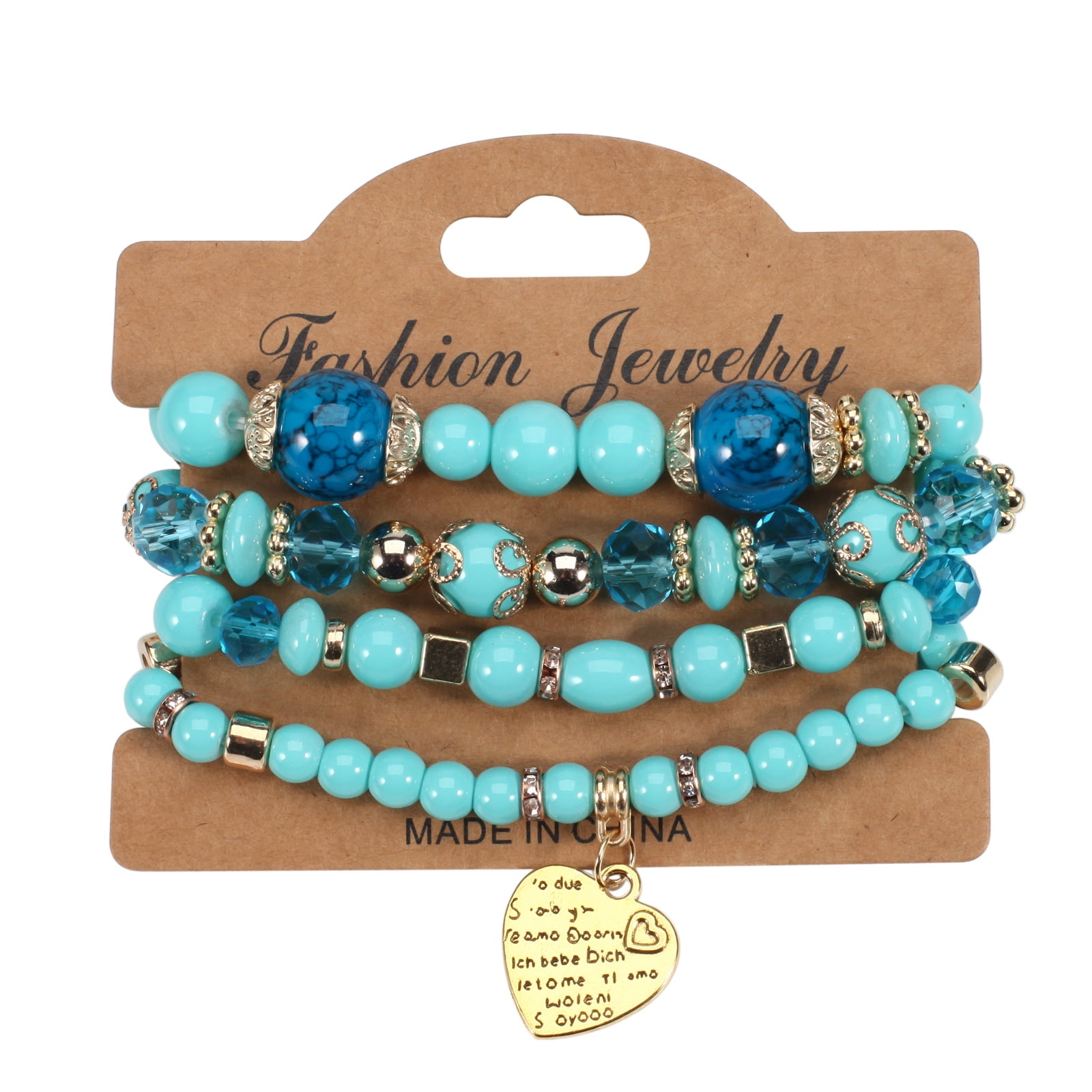Stackable Crystal Beaded Bracelets for Women Boho Multi Layer Stretch ...
