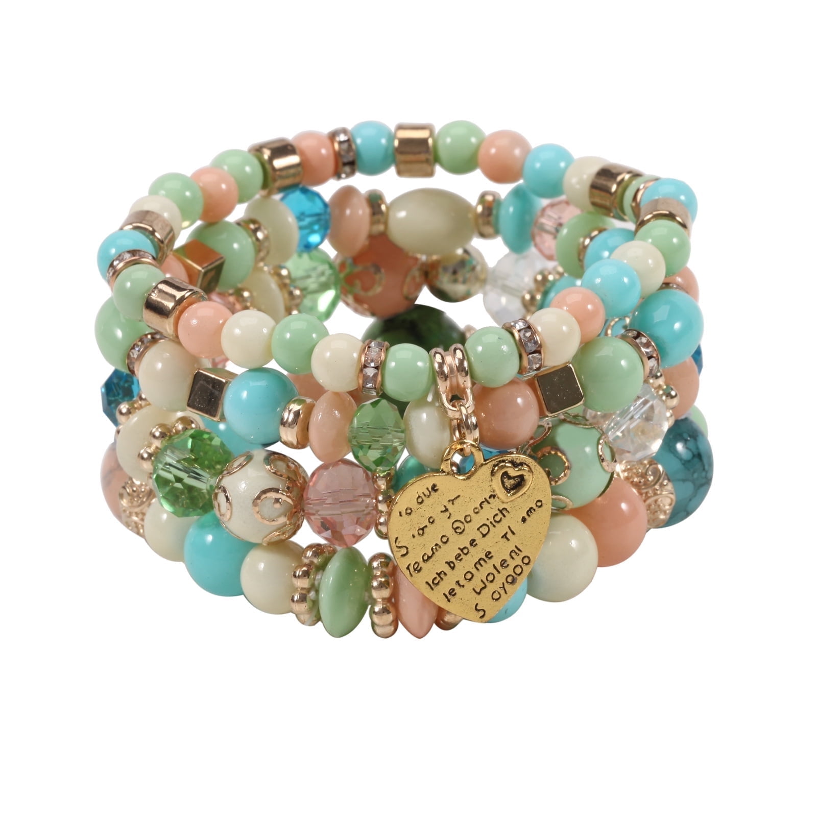 Stackable Crystal Beaded Bracelets for Women Boho Multi Layer Stretch ...
