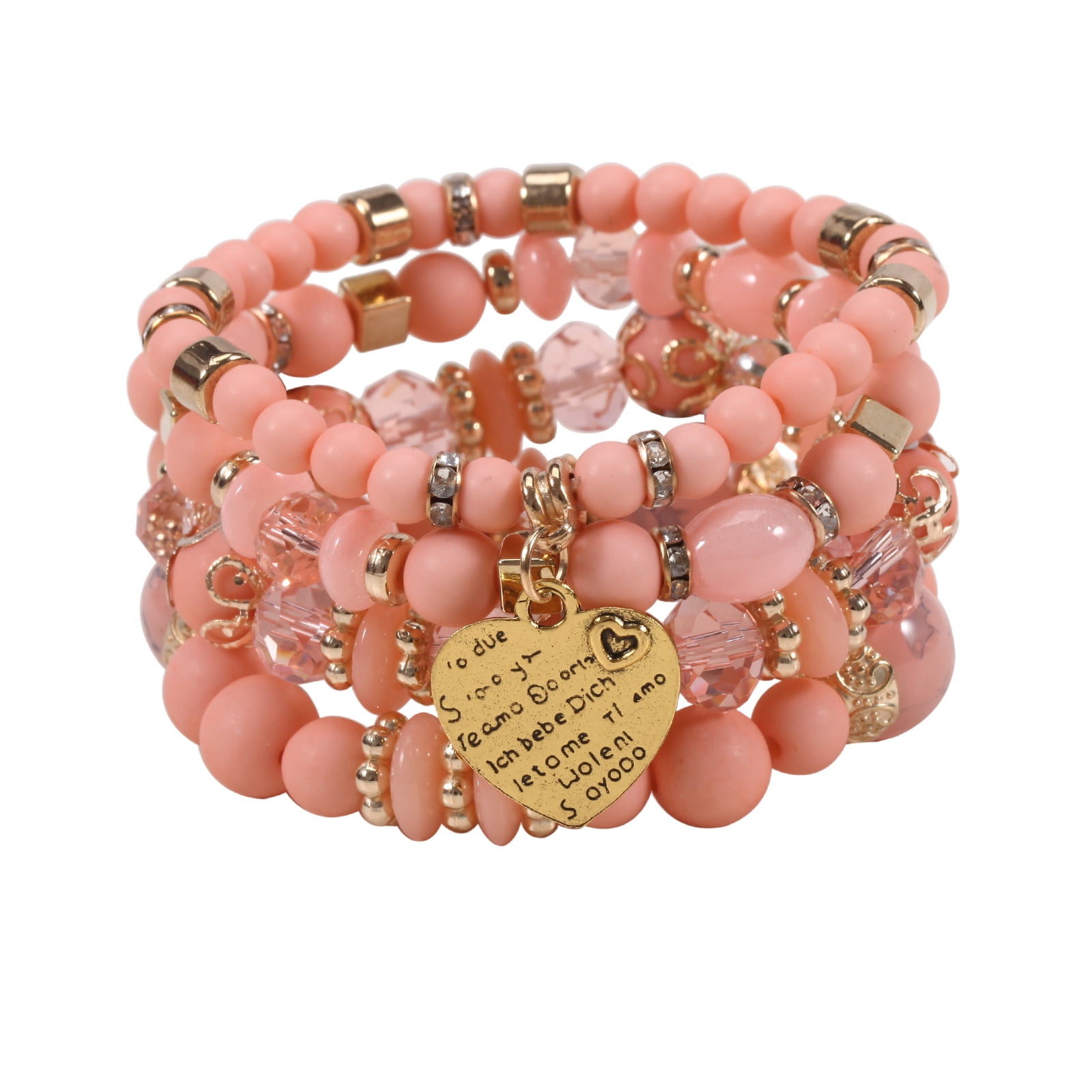 Stackable Crystal Beaded Bracelets for Women Boho Multi Layer Stretch ...