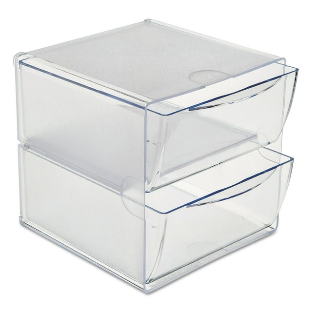 Stackable Cube Organizer, 2 Compartments, 2 Drawers, Plastic, 6 x 7.2 x ...
