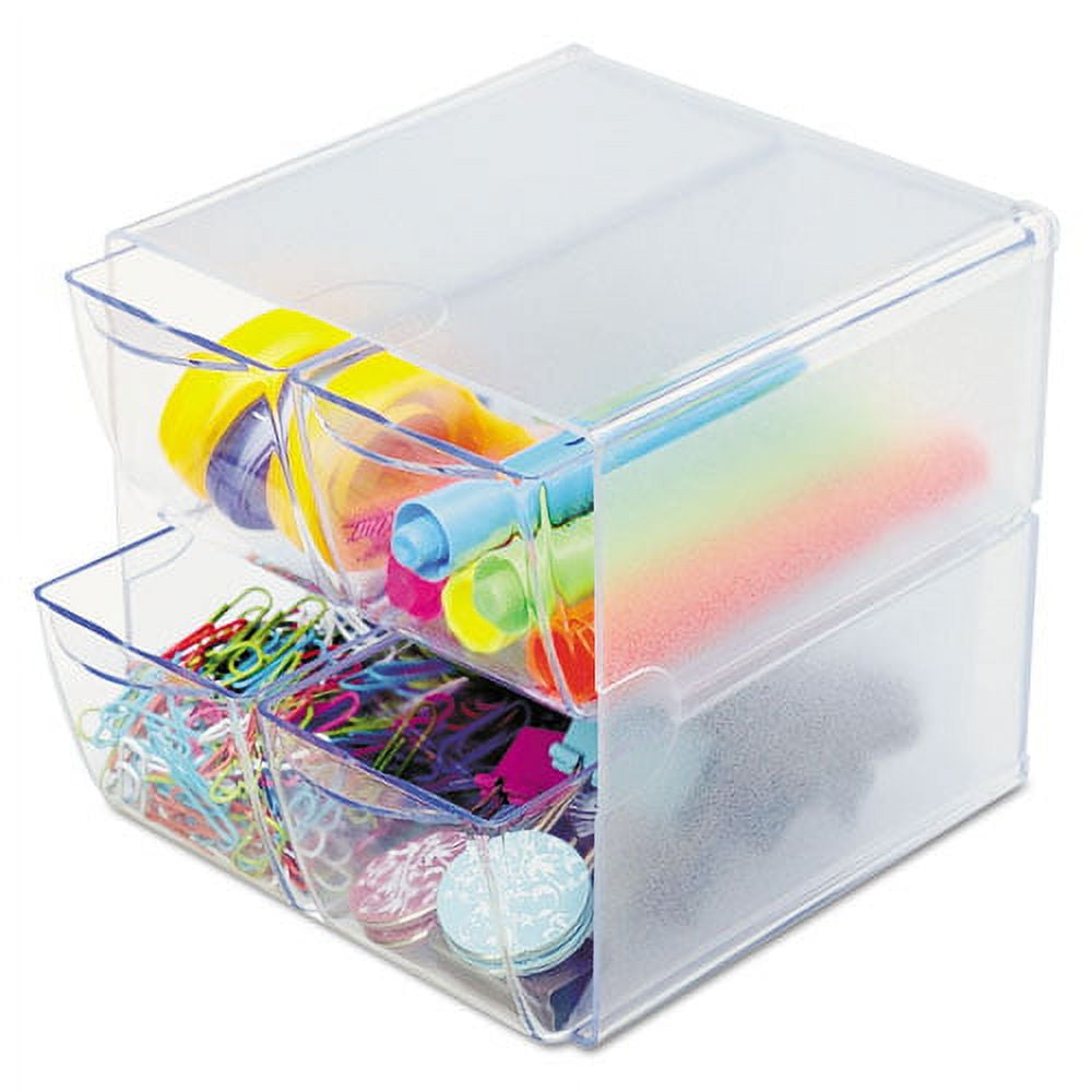Stackable Cube Organizer, 4 Compartments, 4 Drawers, Plastic, 6 x 7.2 x ...