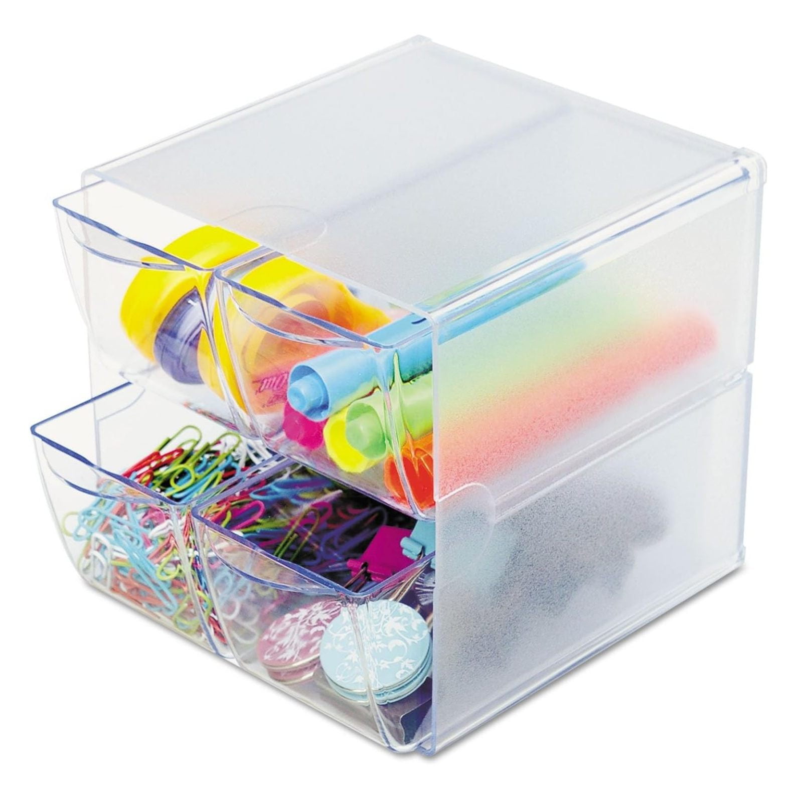 Stackable Cube Organizer, 4 Compartments, 4 Drawers, Plastic, 6 x 7.2 x ...