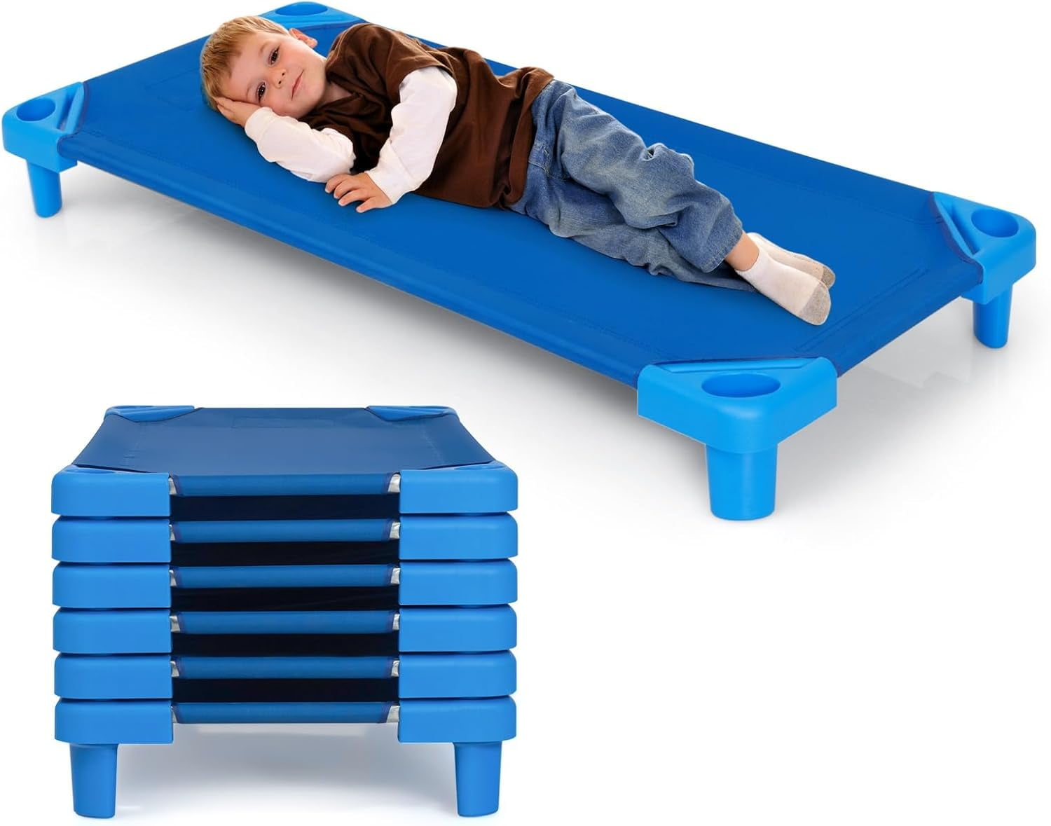 Stackable Daycare Cots for Kid -Pack of 6, Portable Preschool Cots, 52 ...