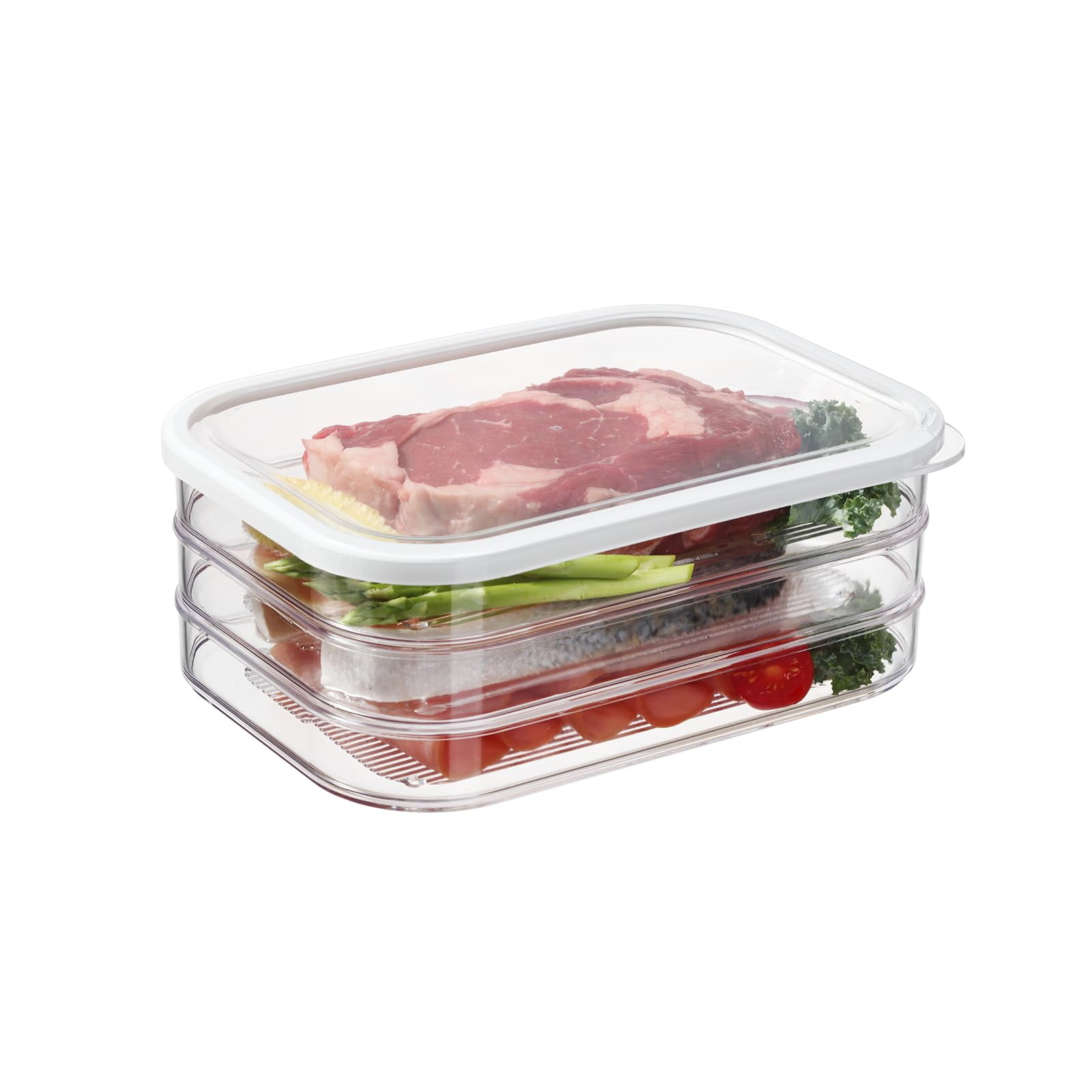 Stackable Deli Meat Storage, 3-Tier Lunch Meat Container for Fridge ...