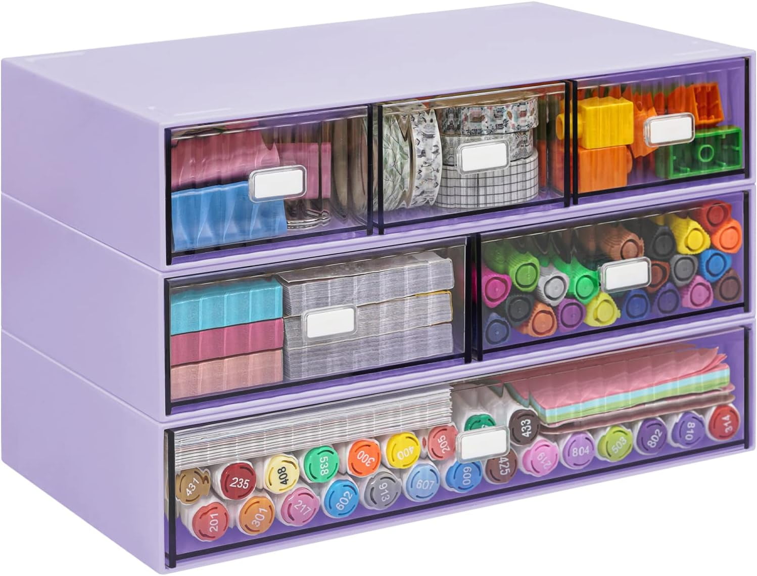 Stackable Desk Organizer with 6 Drawers, Plastic Storage Box ...