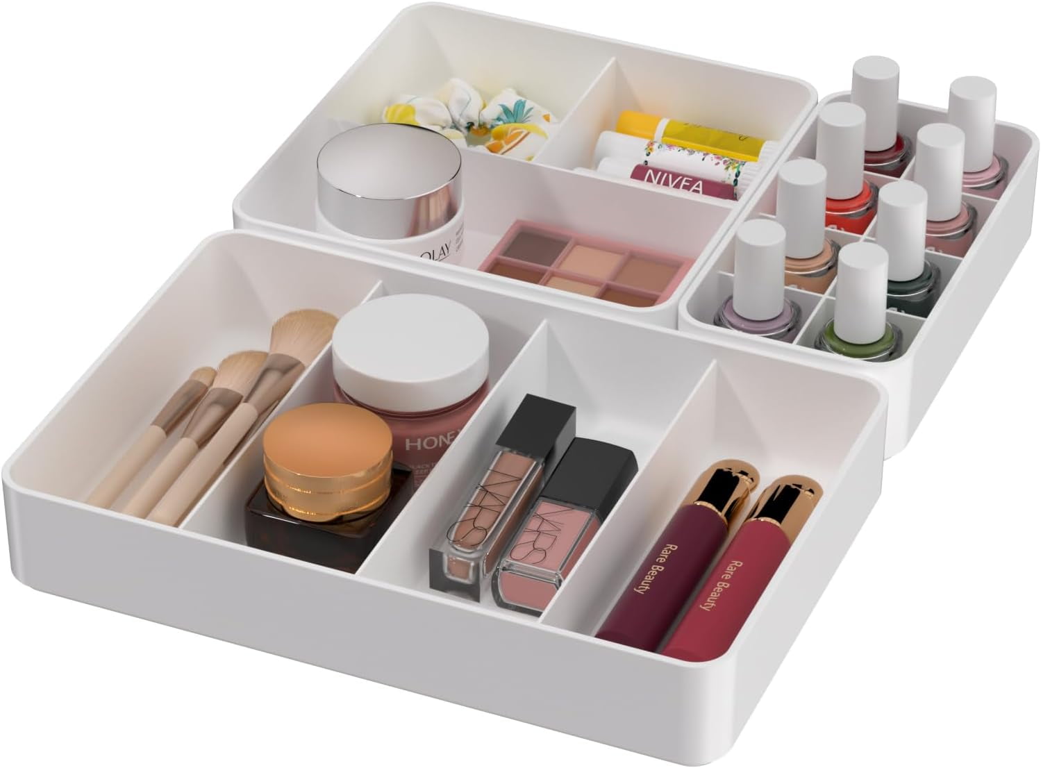 Stackable Drawer Organizer Divider, 3 Packs Wide Plastic Makeup Storage ...
