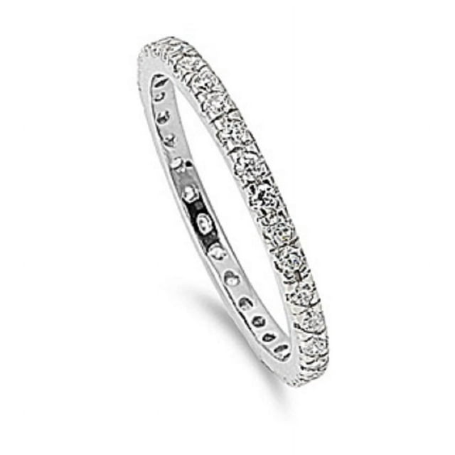 Stackable Eternity Cubic Zirconia Ring Sterling Silver 925 - Walmart.com
