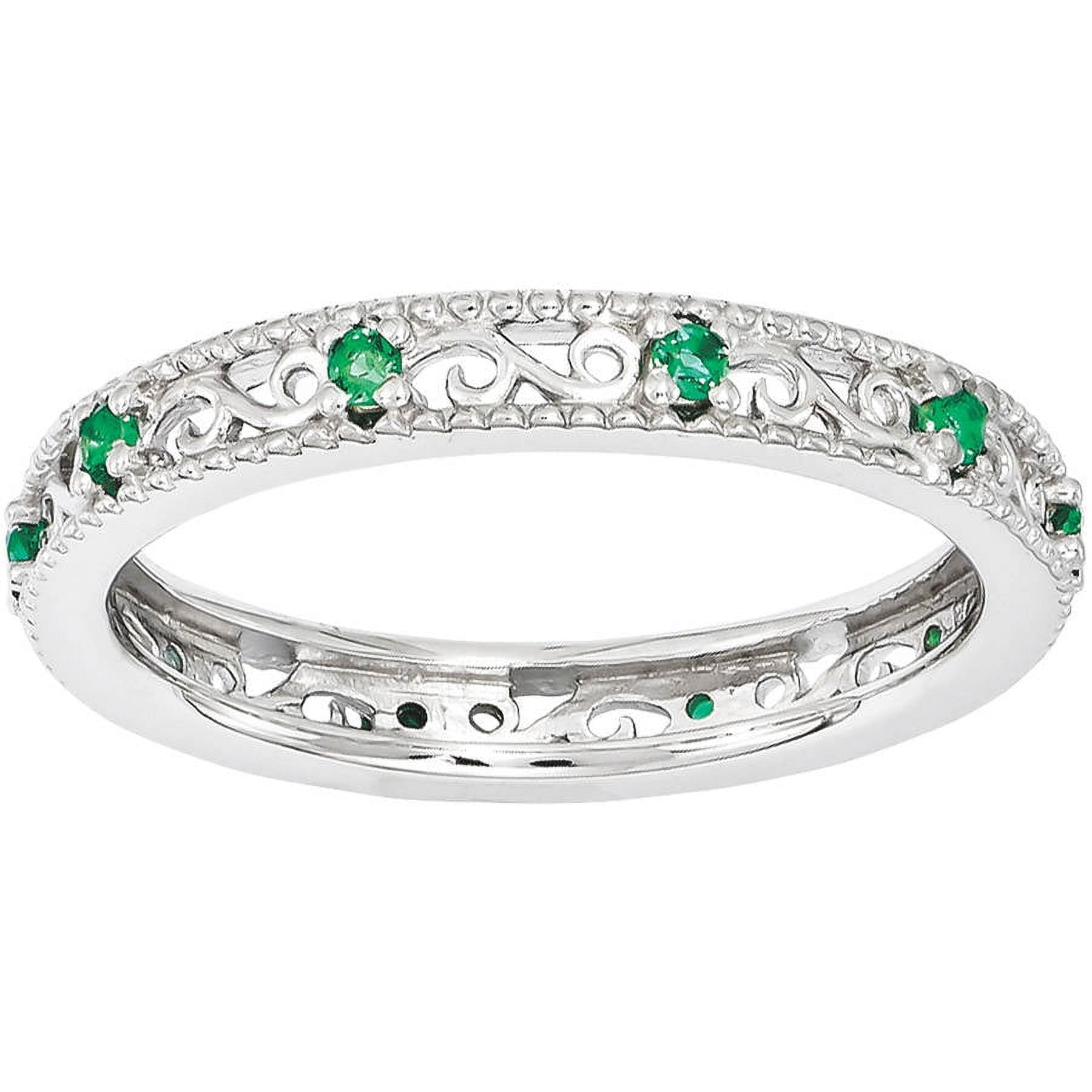 Stackable Expressions Created Emerald Sterling Silver Ring - Walmart.com