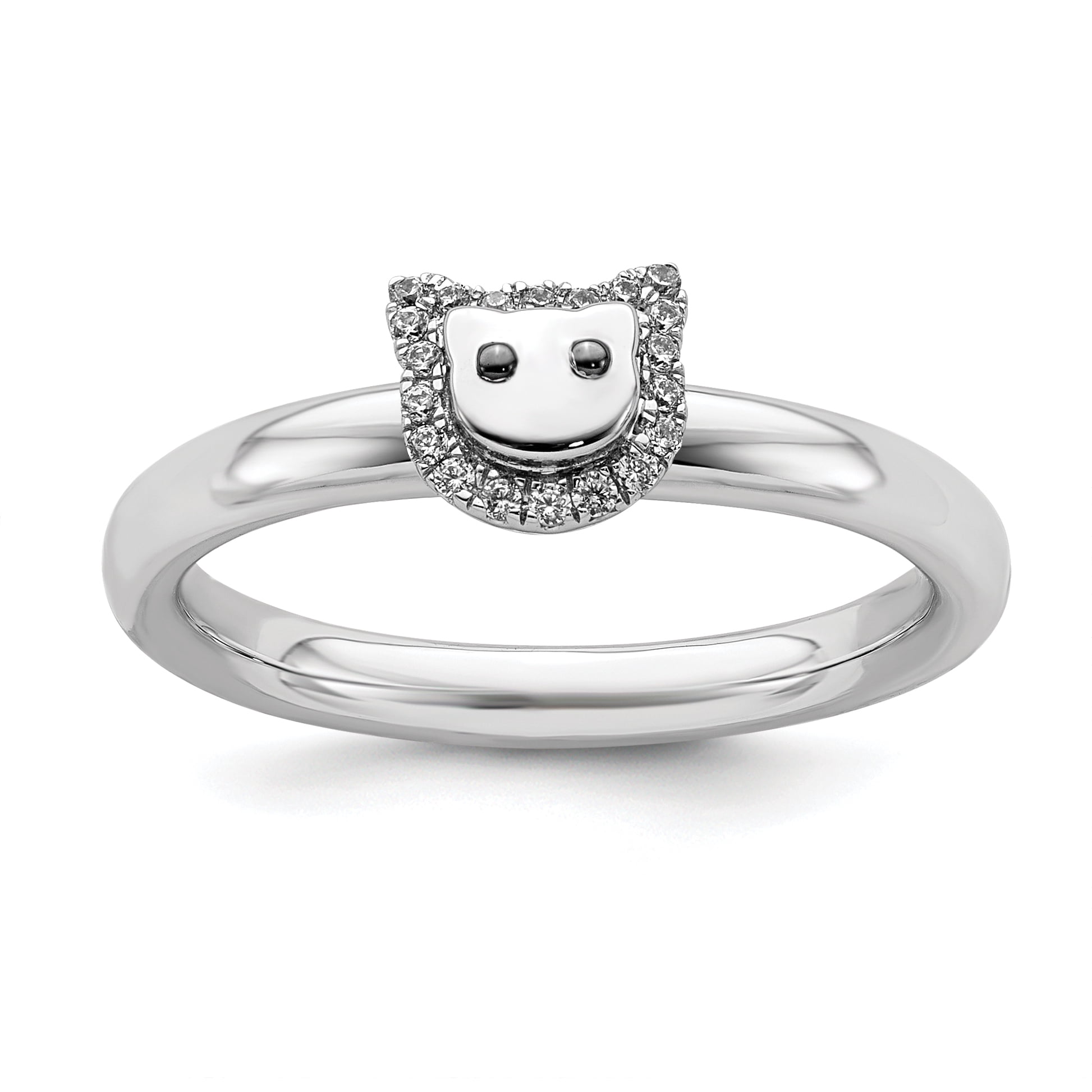 Stackable Expressions Sterling Silver Cat Diamond Ring - Walmart.com