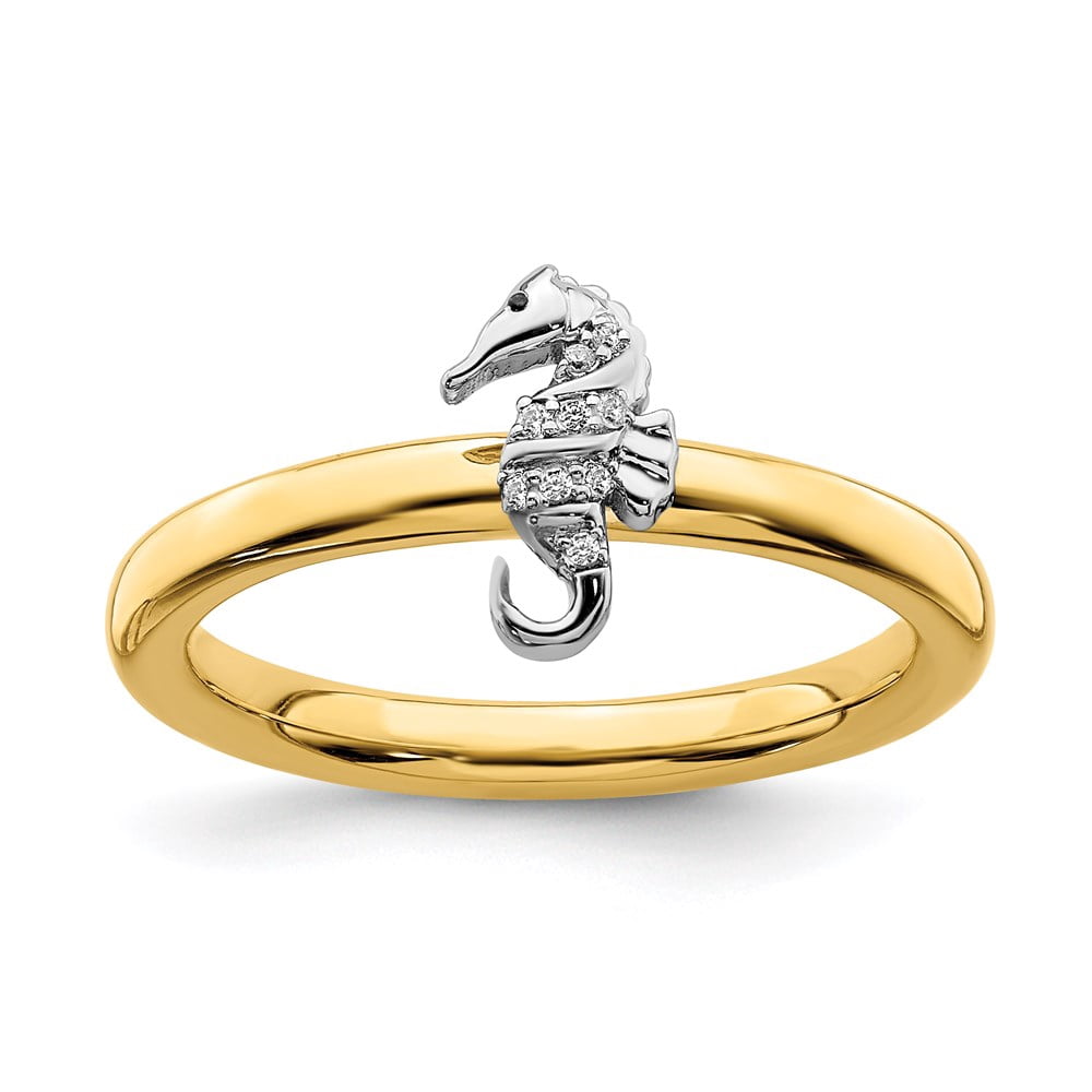 Stackable Expressions Sterling Silver Gold-Tone Seahorse Diamond Ring ...