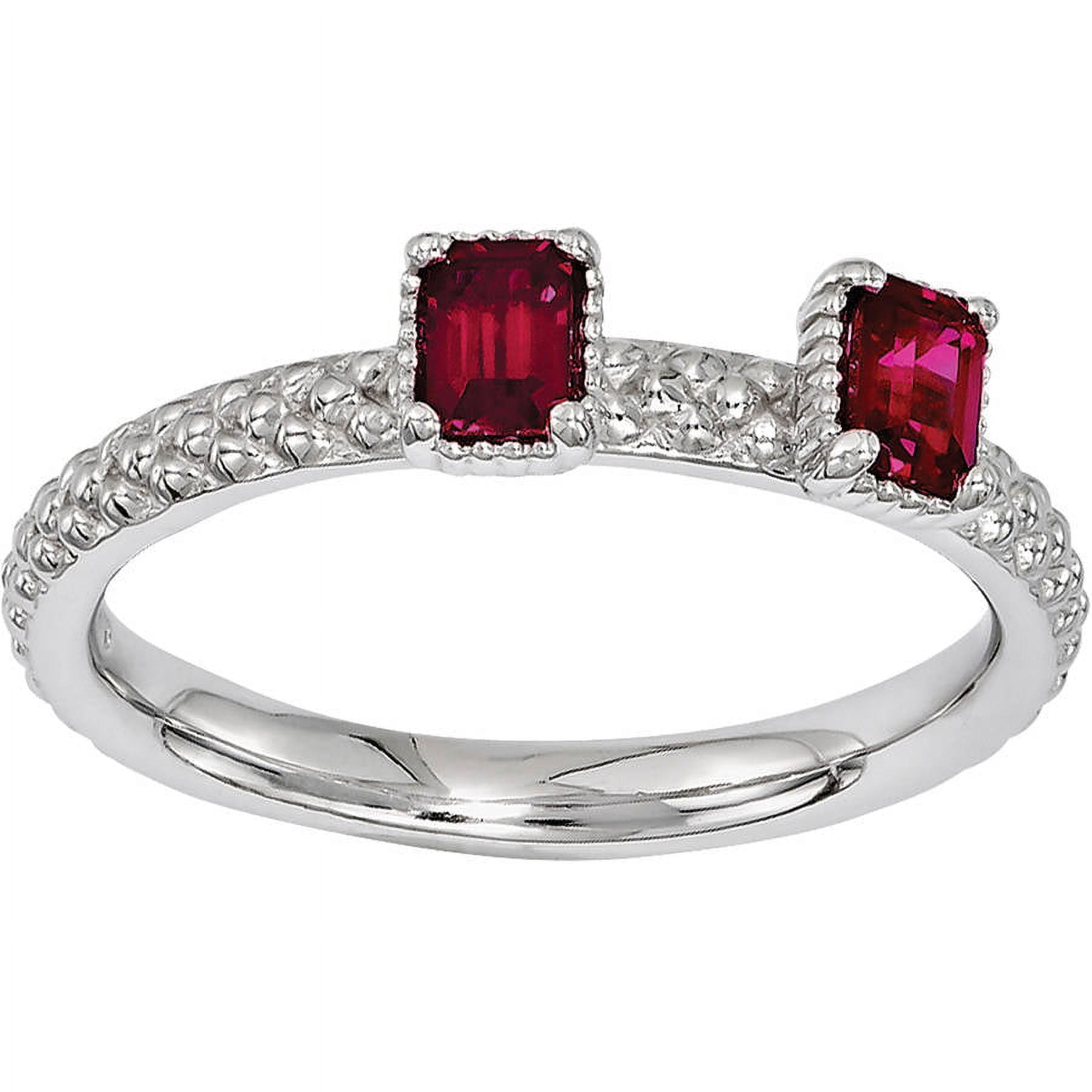 Stackable Expressions Sterling Silver Lab Created Ruby Two Stone Ring - Walmart.com