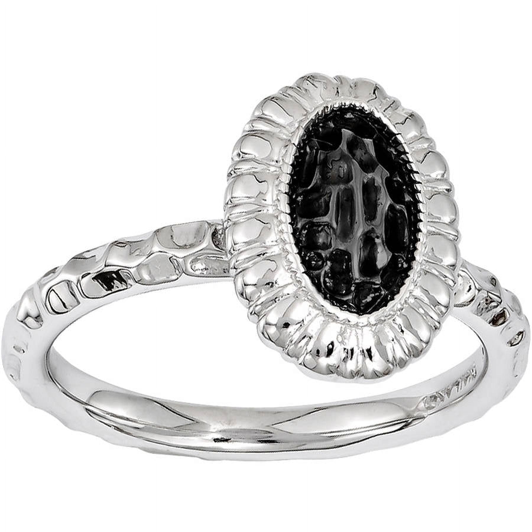 Stackable Expressions Sterling Silver Ruthenium-Plated Oval Ring ...