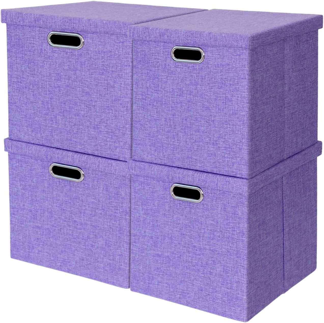 Stackable Fabric Storage Bins with Lids, 13 x 13 Storage Cubes ...