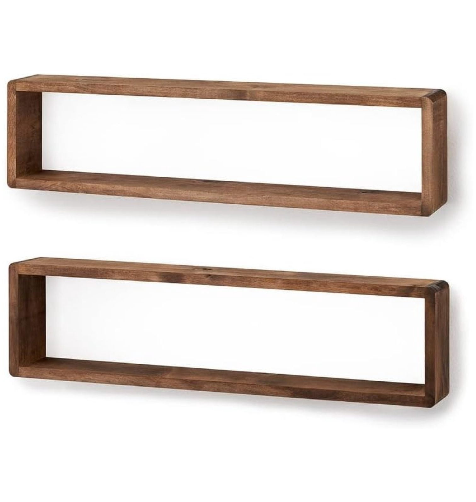 Stackable Floating Box Shelves (Set of 2) | Solid Wood | Wall Mount ...