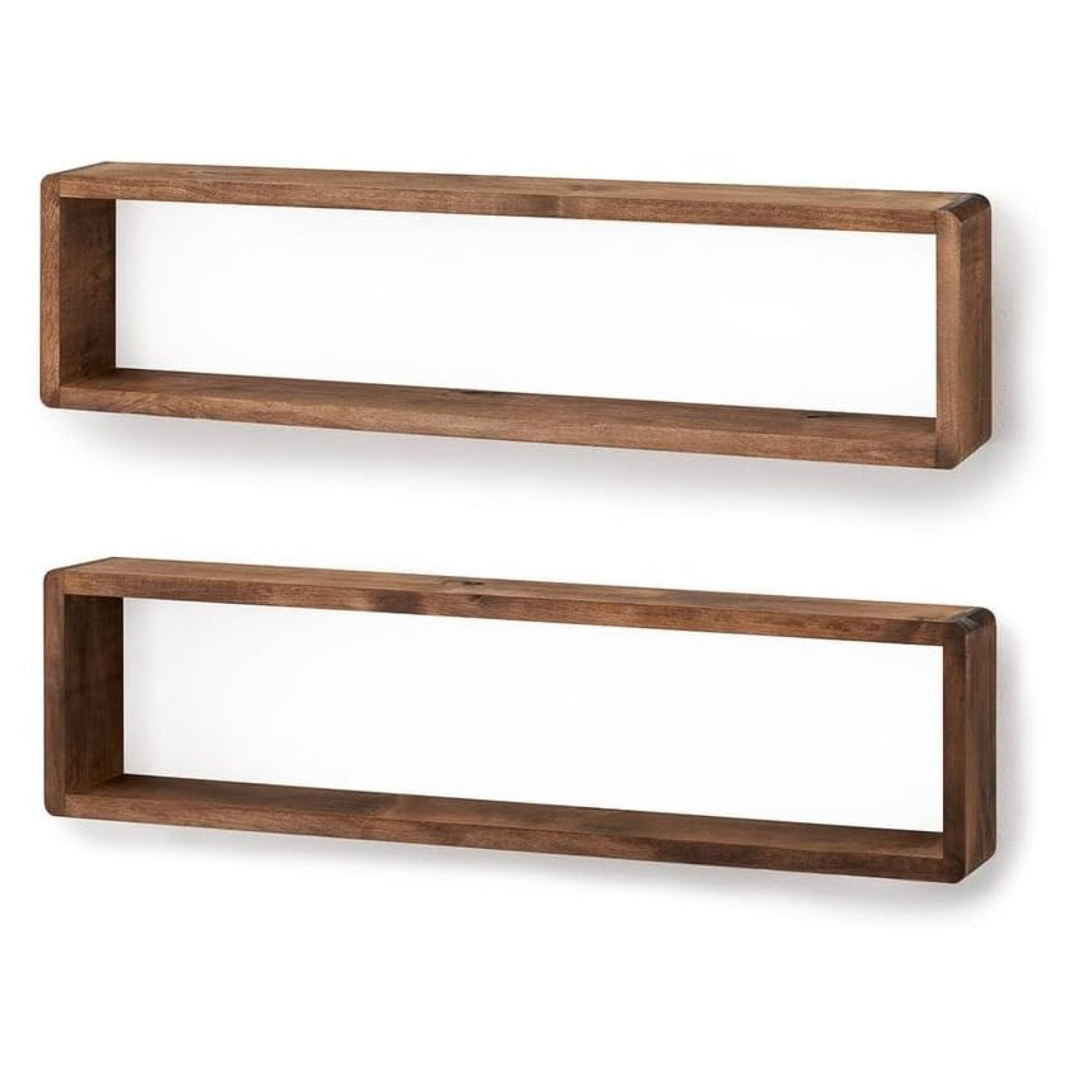 Stackable Floating Box Shelves (Set of 2) | Solid Wood | Wall Mount ...