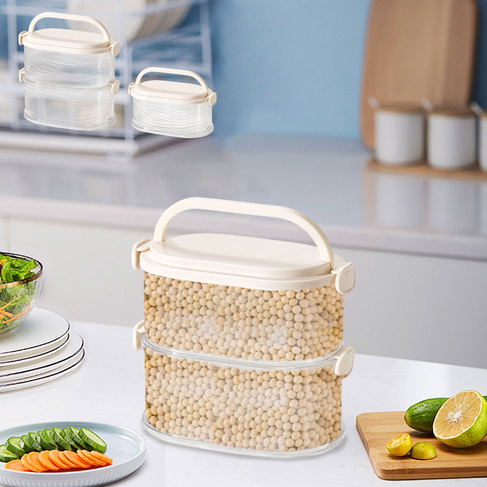 Stackable Food Storage Containers, 350ml Capacity, Airtight Sealed ...