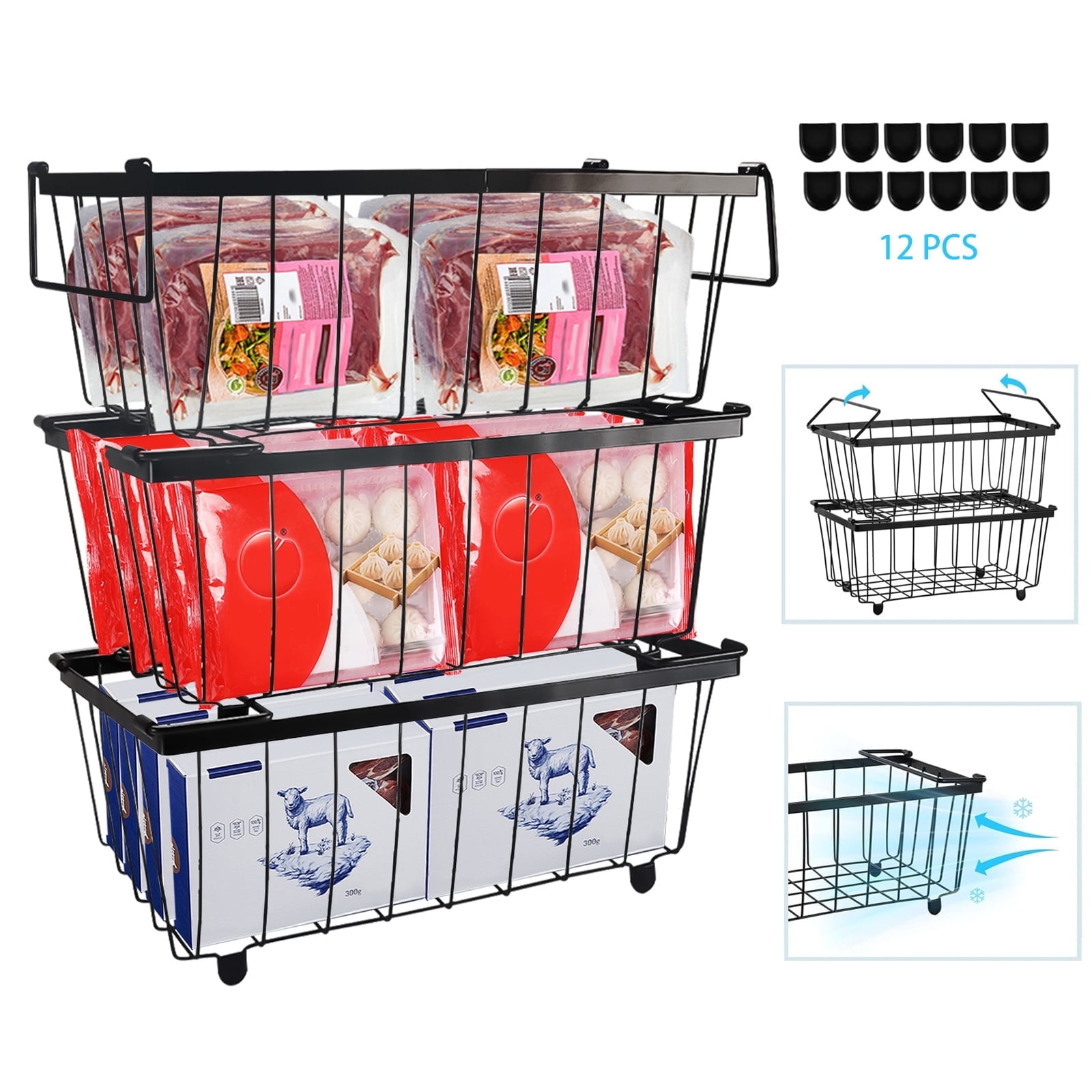 Stackable Freezer Organizer Bins, 3 Pack Stackable Chest Freezer ...