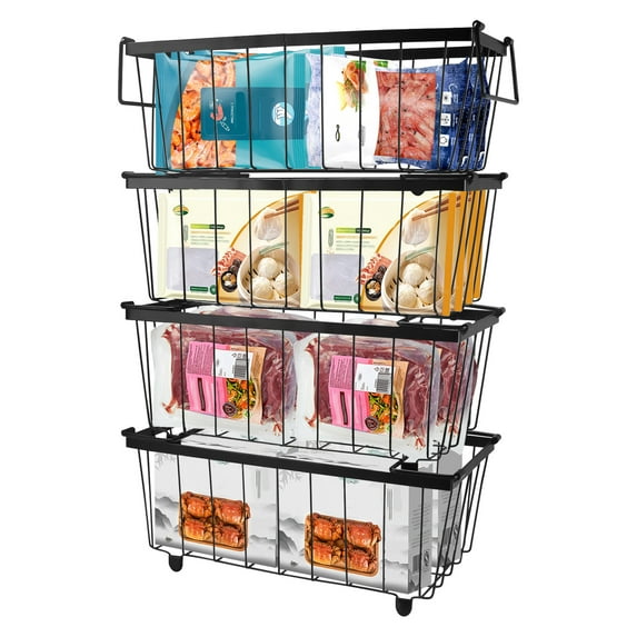 Chest Freezer Organizer, 4 Freezer for 7 Cubic Feet with Handles Freezer Organizer, Access to ...