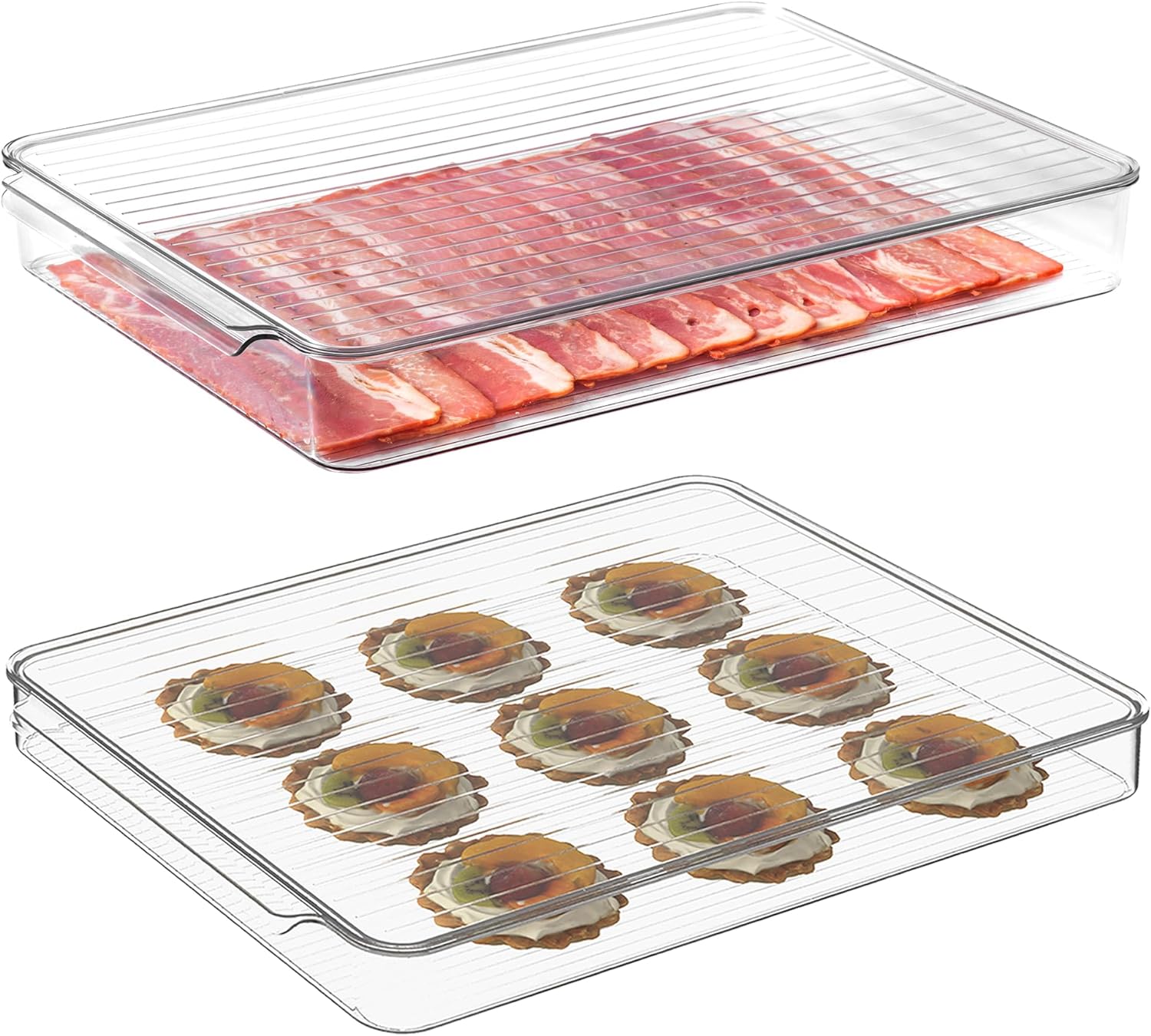 Stackable Freezer Organizer, Flat Produce Saver Sliced Cheese Container ...