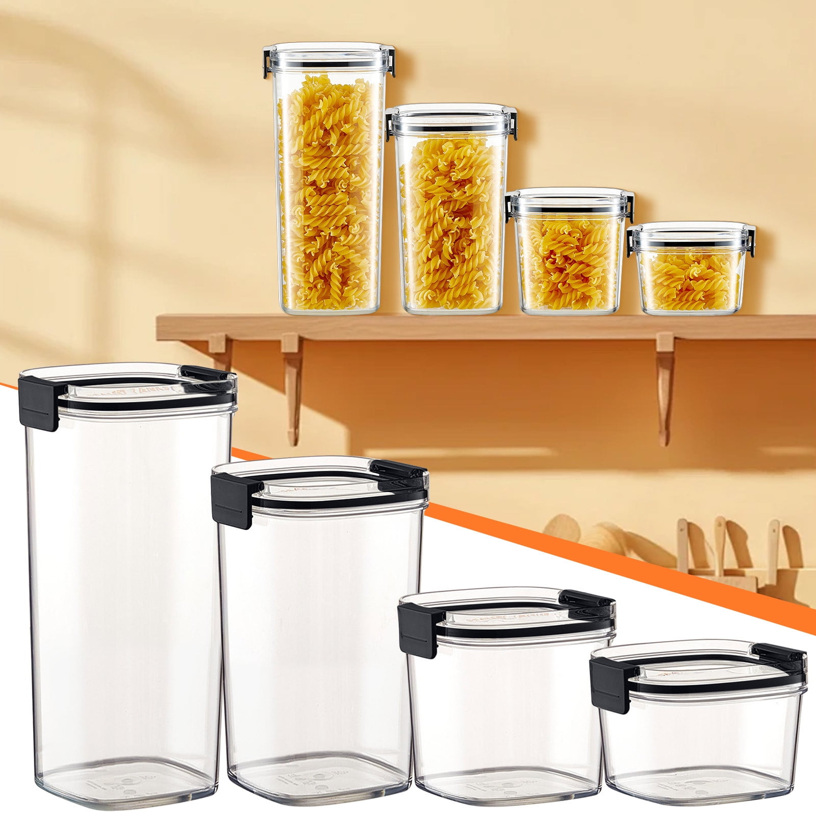 Stackable Grain Storage Jar, Double Sealed Canister, Clear Plastic ...