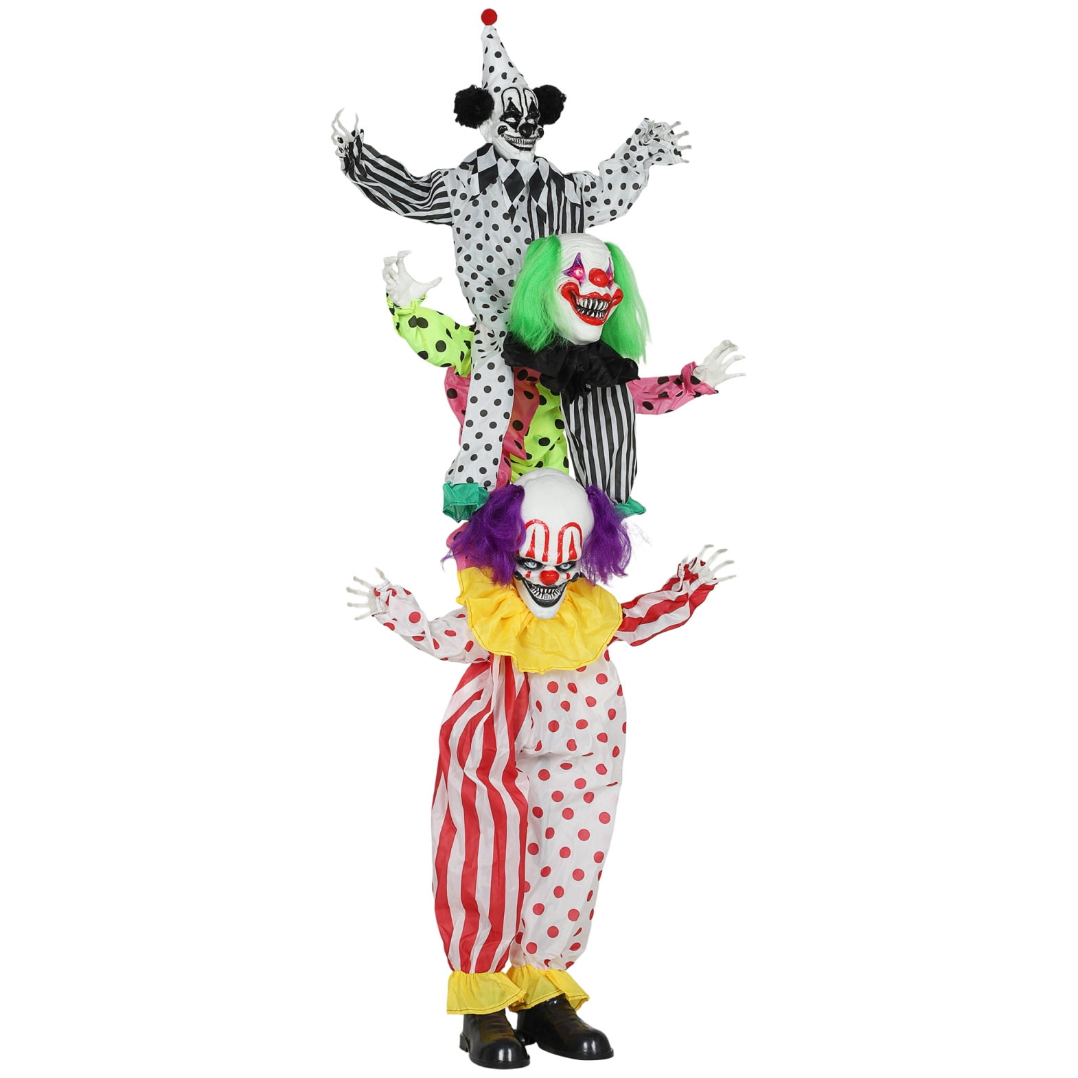 Stackable Halloween Animatronics Clown with Red Light Up Eyes, 3-Tier ...