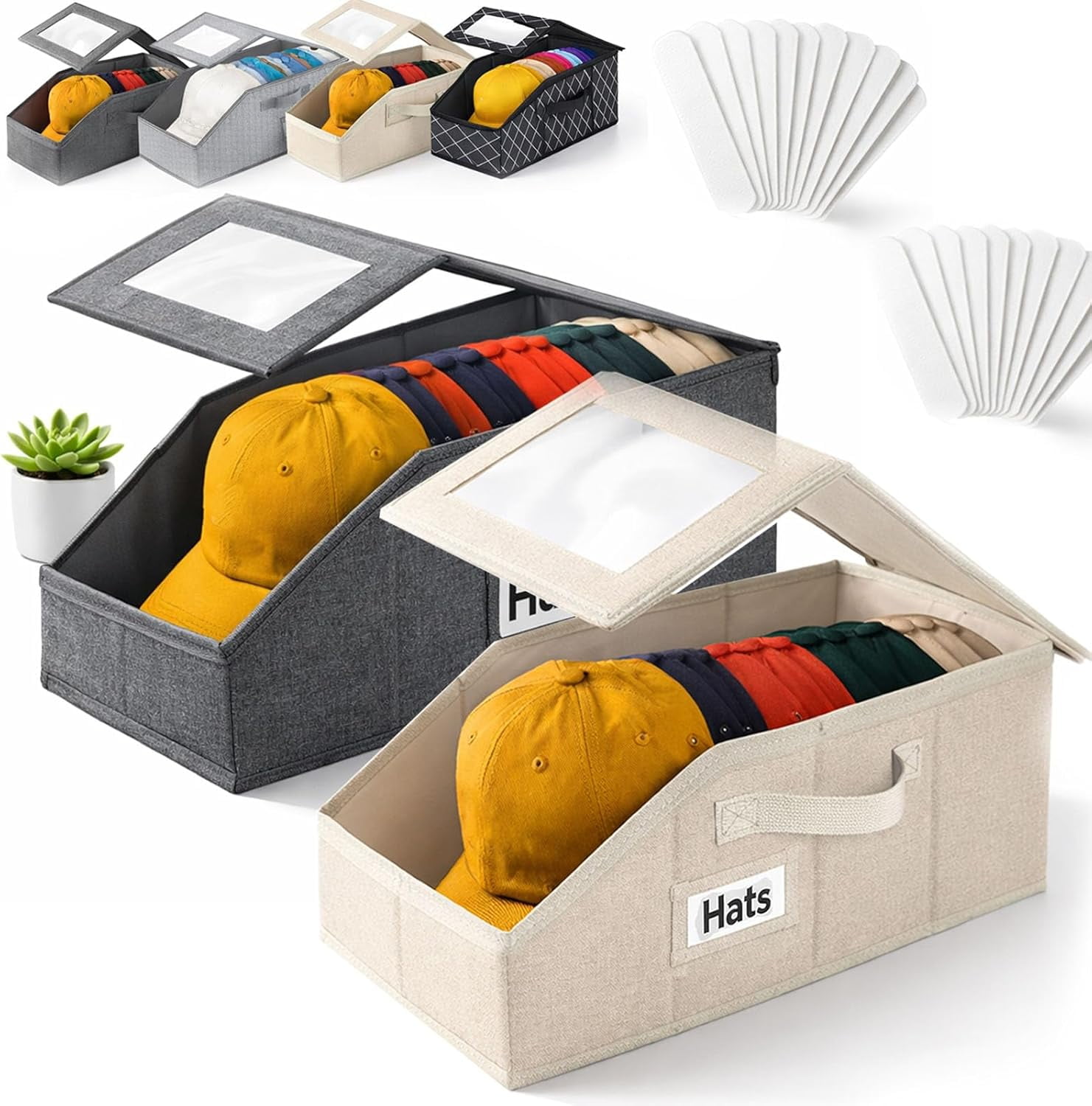 Stackable Hat Storage Boxes for Baseball Caps, Holds up to 24 Caps Hat ...
