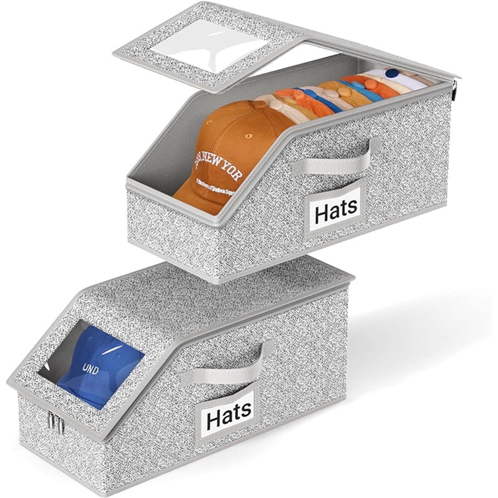 Stackable Hat Storage Boxes for Baseball Caps, 24-Cap Organizer with ...