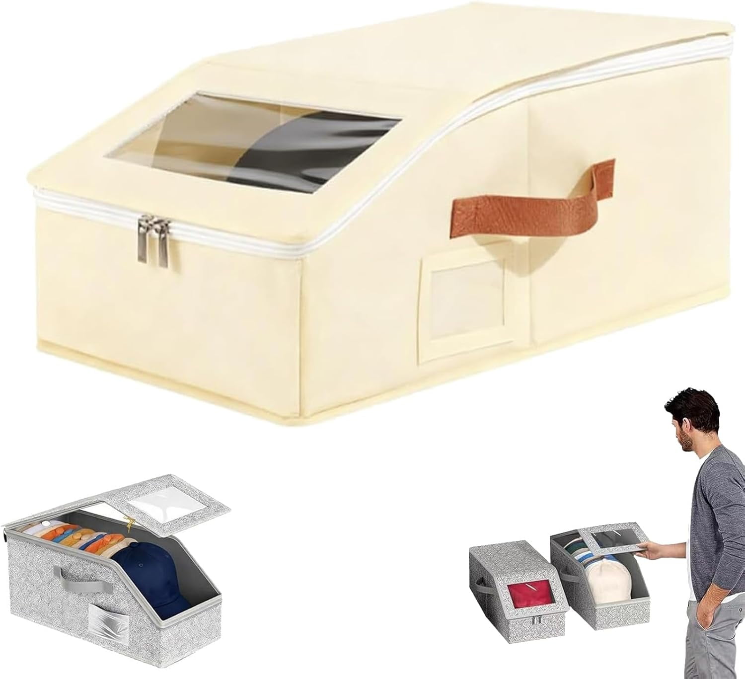 Stackable Hat Storage Boxes for Baseball Caps,Hat Organizer for Closet ...