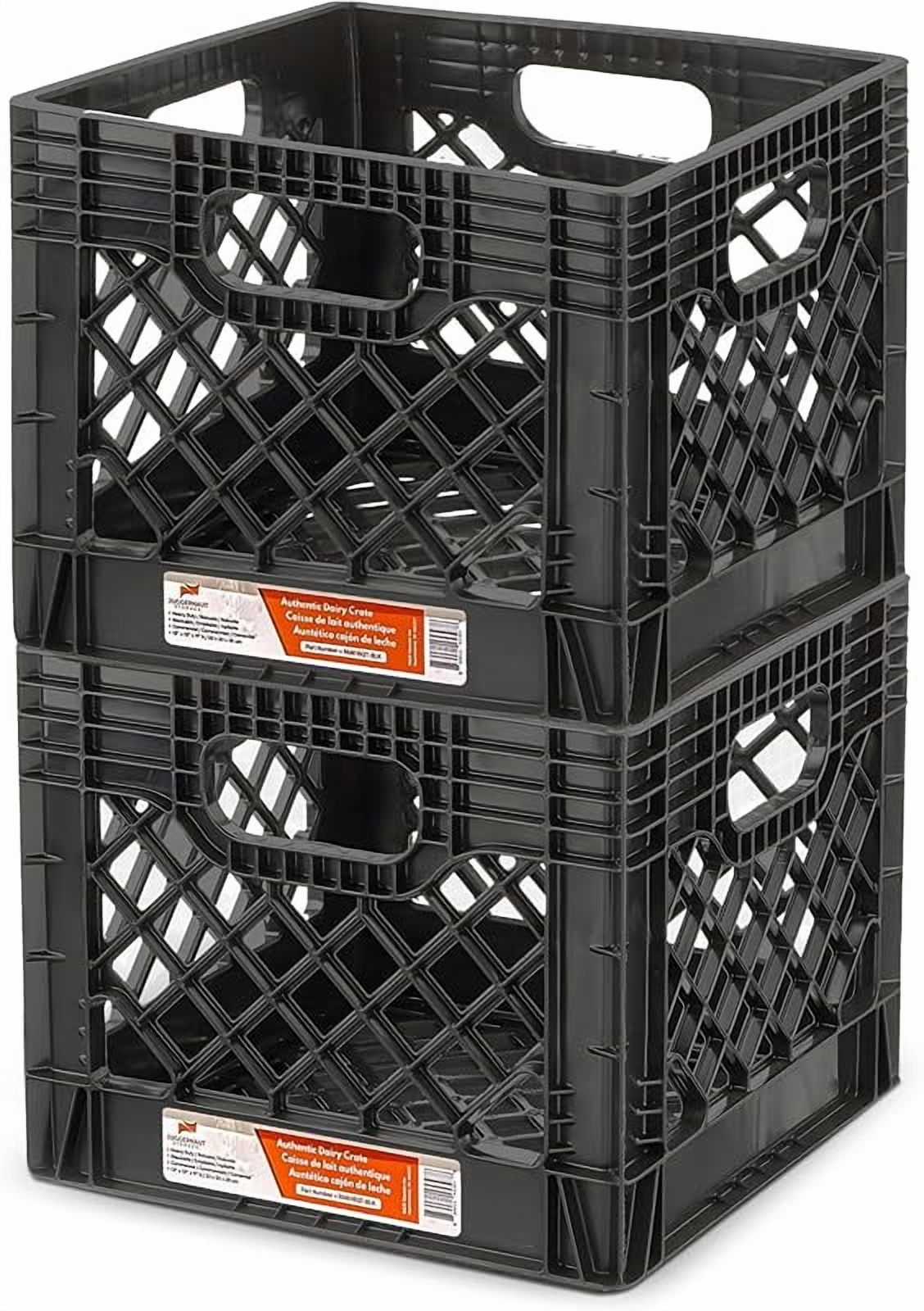 Stackable Heavy Duty Milk Crates with Handles, 16 Qt, Black ...