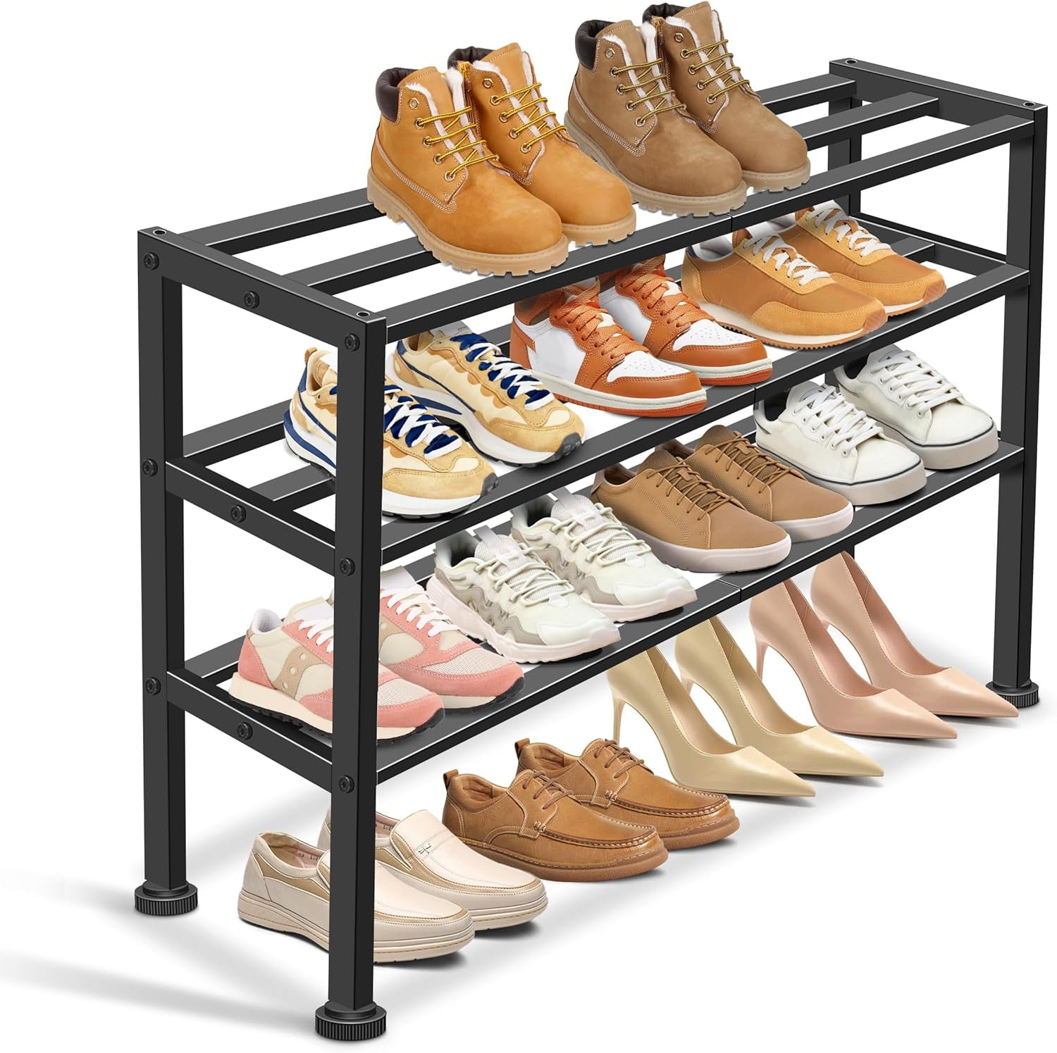 Stackable Heavy Duty Shoe Rack for Closet Entryway, Metal Shoe ...