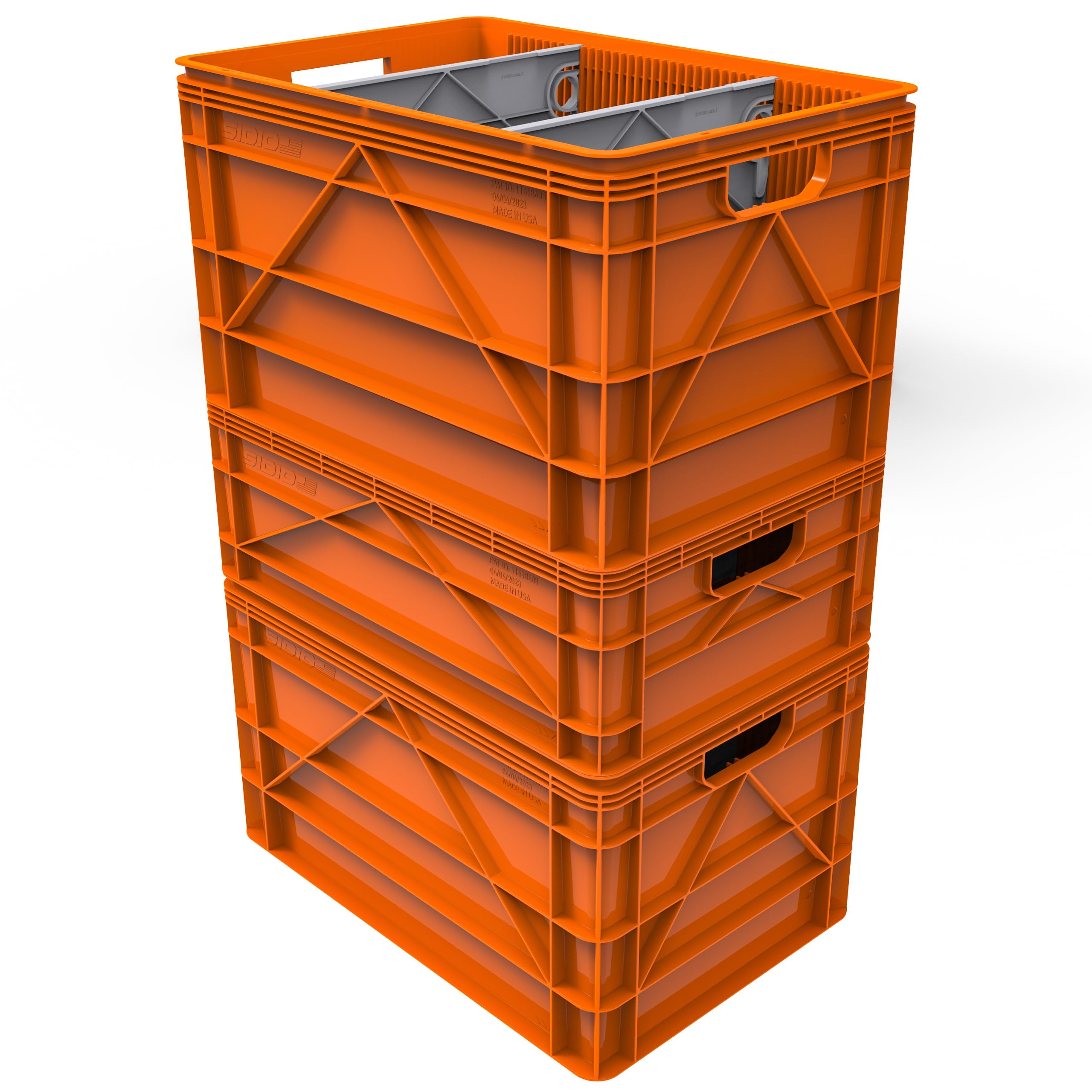 Stackable Heavy Duty Storage Bins with Dividers, 2 Full Size & 1 Half ...