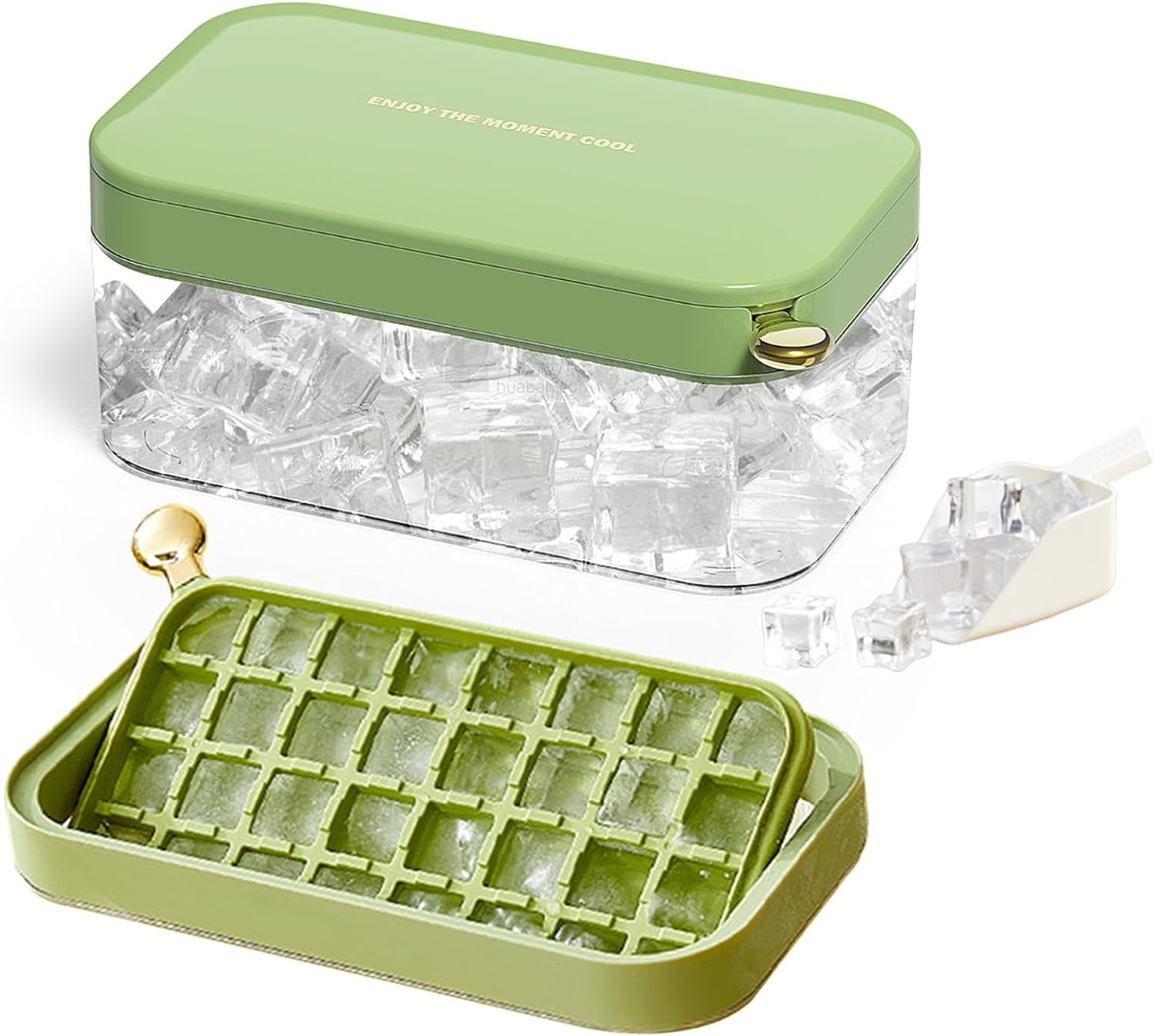 Stackable Ice Cube Tray Set with Lid & Bin, Ice Trays for Freezer –1S ...