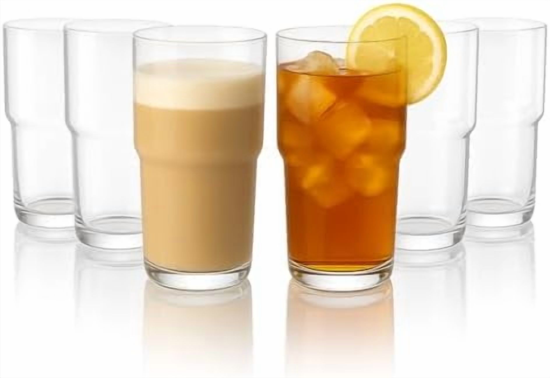 Stackable Iced Coffee Glasses Set of 6, 48-15 and 21oz Drinking Glasses ...
